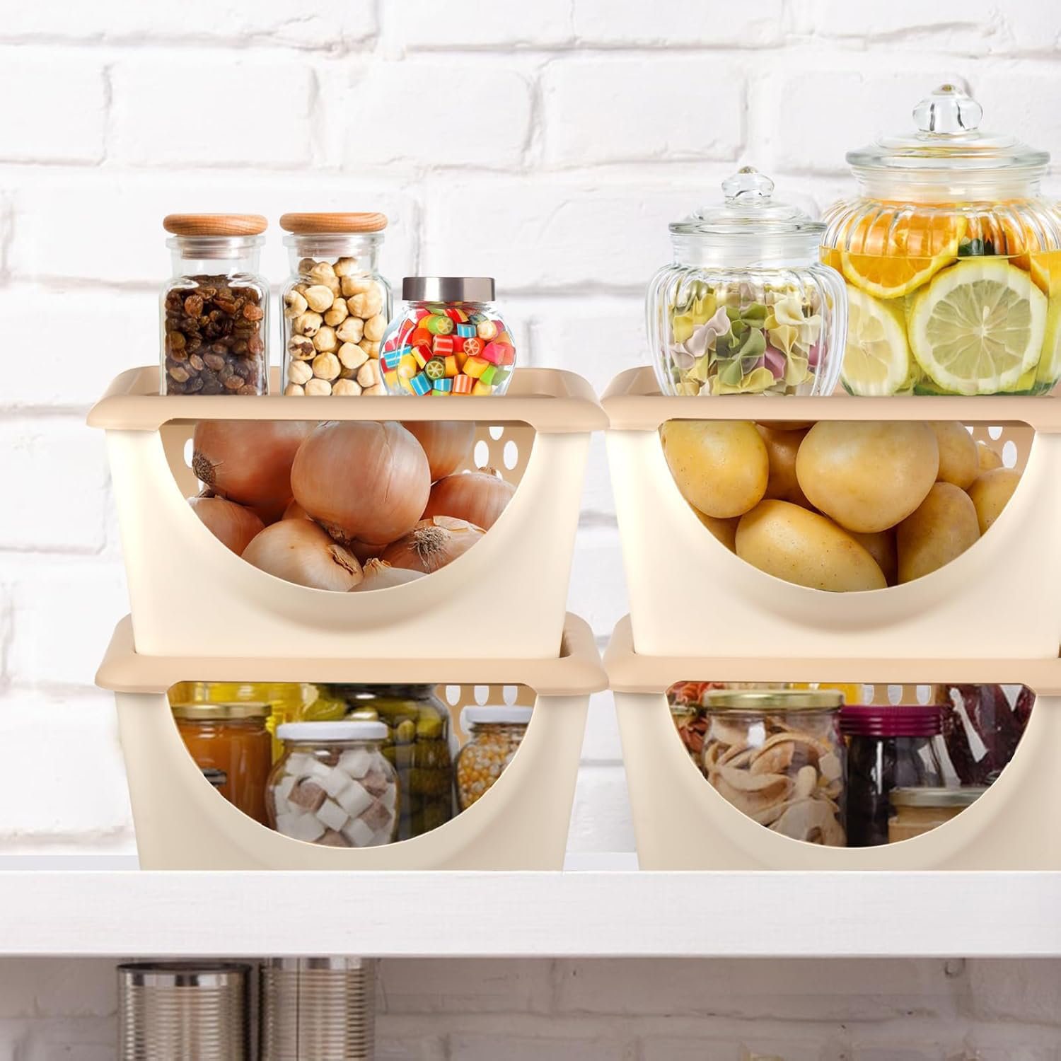 Mint Pantry® 4 Pack Large Stackable Open Front Storage Bins With Lids ...