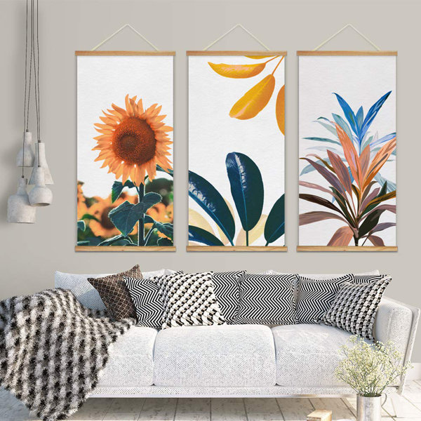 IDEA4WALL Floral Botanical Hanging Poster with Wood Frames Beautiful ...