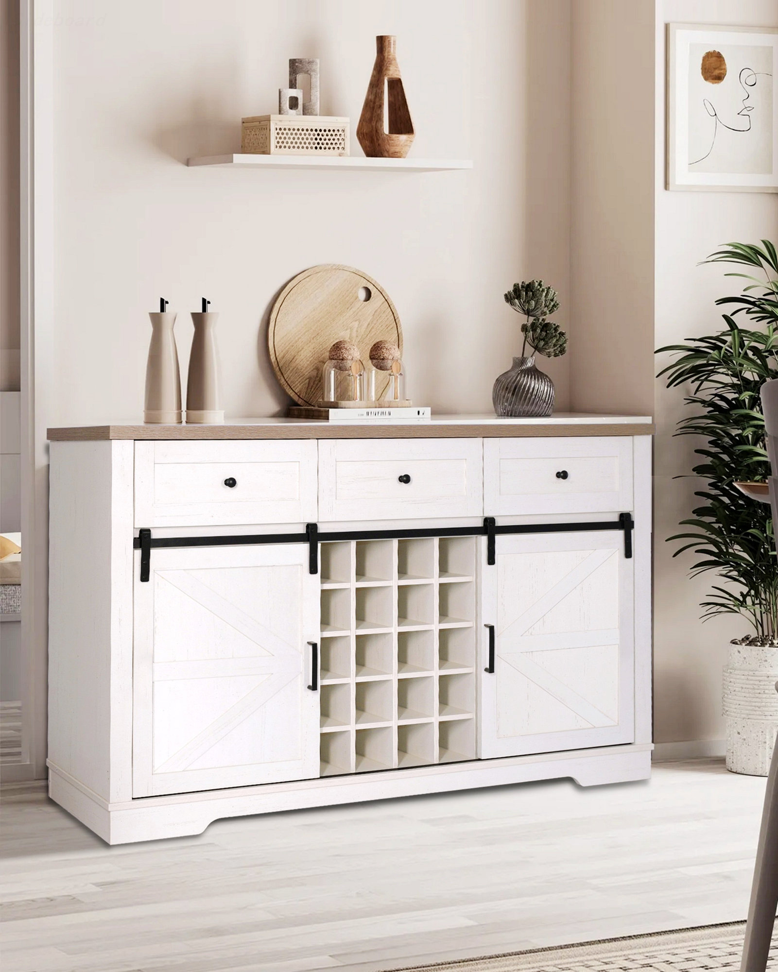 August Grove® Sideboard, Kitchen Cabinet With Storage Shelves And ...