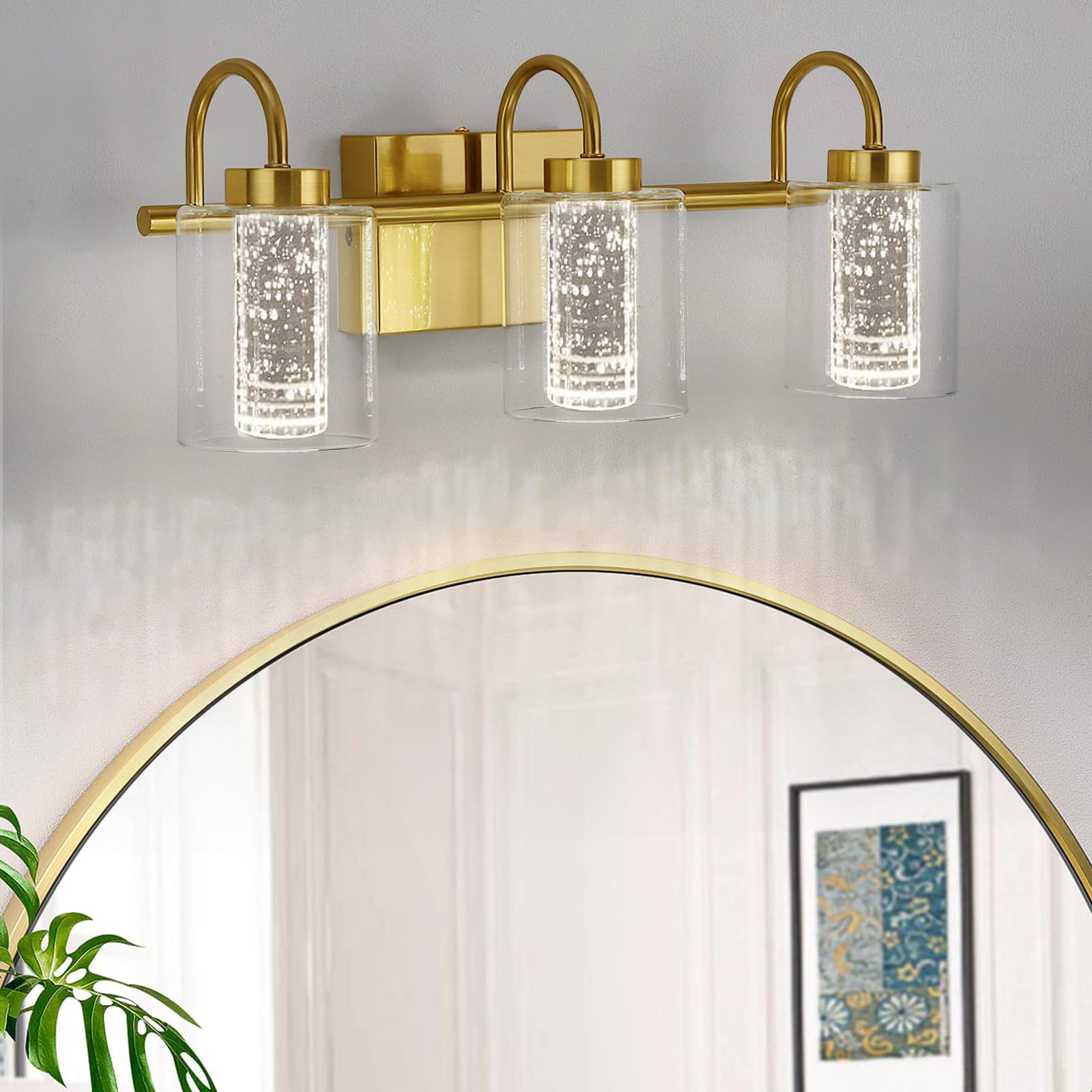 Mercer41 3 Light Bathroom Light Fixtures, Vanity Lights Crystal Bubble ...
