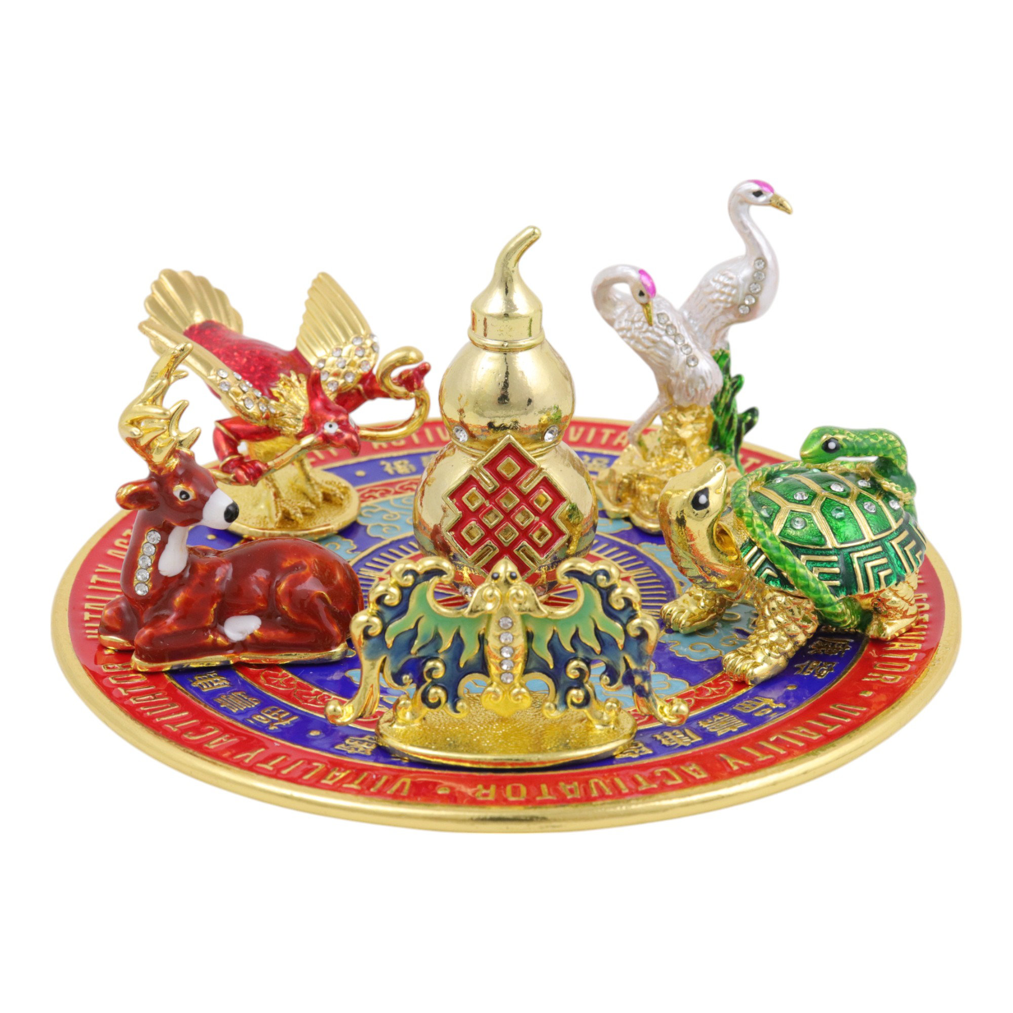 House of Hampton Vitality Activator Plate with 6 Auspicious Symbol and ...