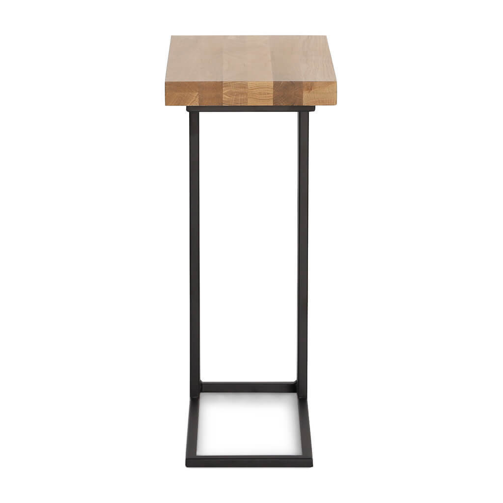 Latitude Run® Solid oak rectangular table top side table metal frame ...