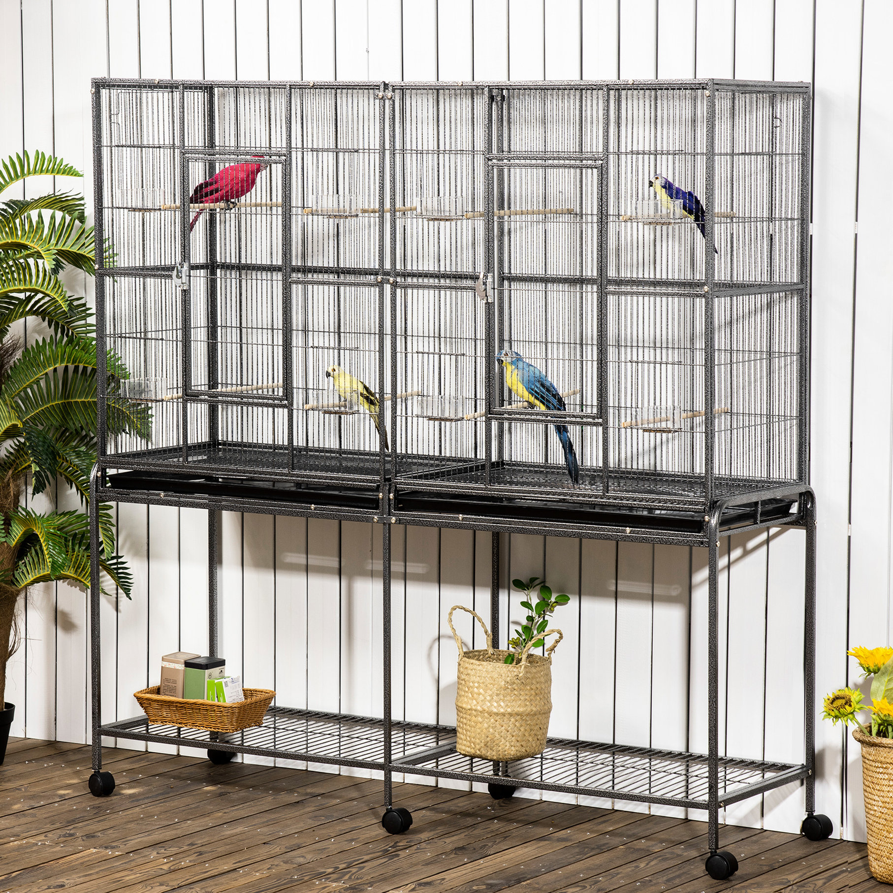 Tucker Murphy Pet™ 65" Double Rolling Metal Bird Cage From With ...