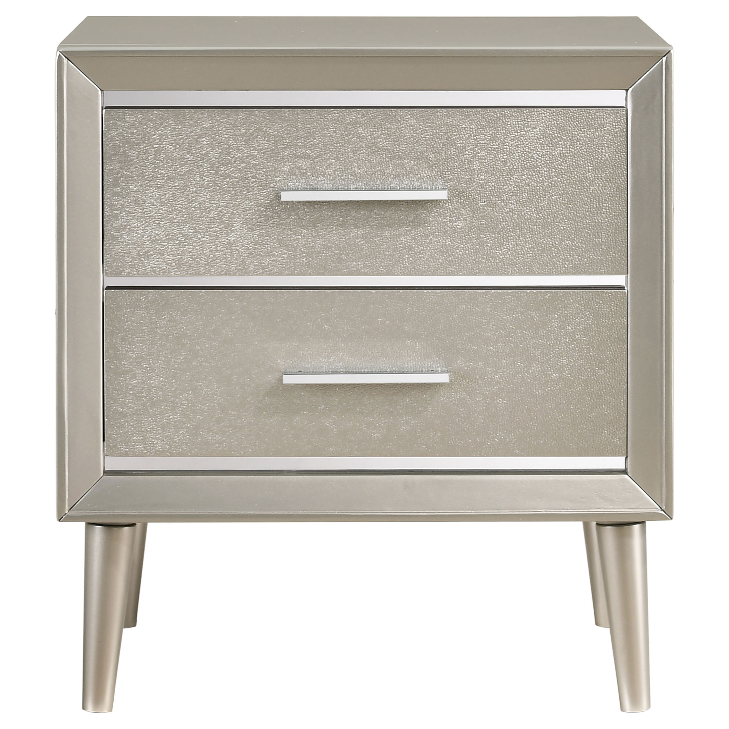 Everly Quinn Ramon 2-Drawer Nightstand Metallic Sterling | Wayfair