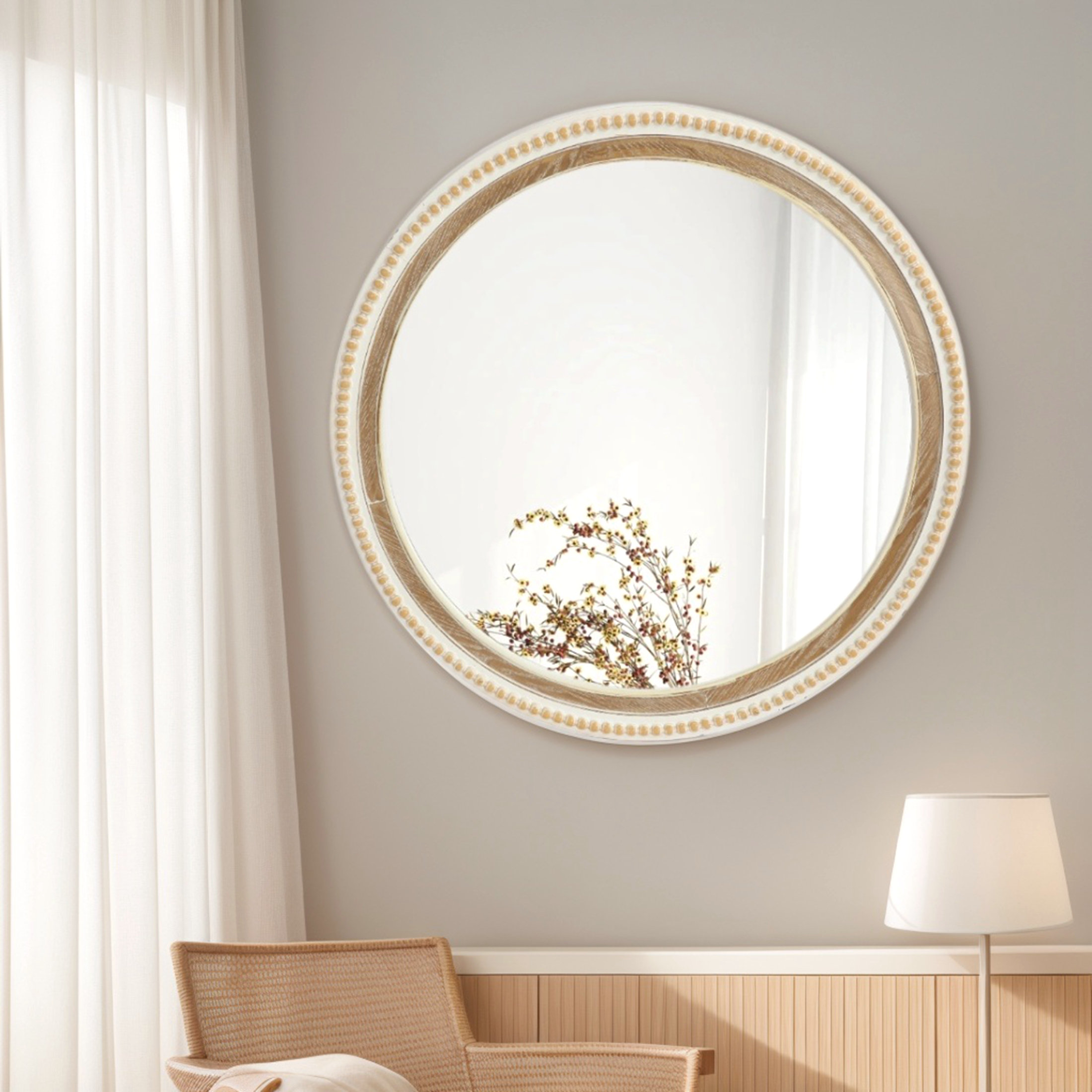 Laurel Foundry Modern Farmhouse® Frostley Round Wood Wall Mirror with ...