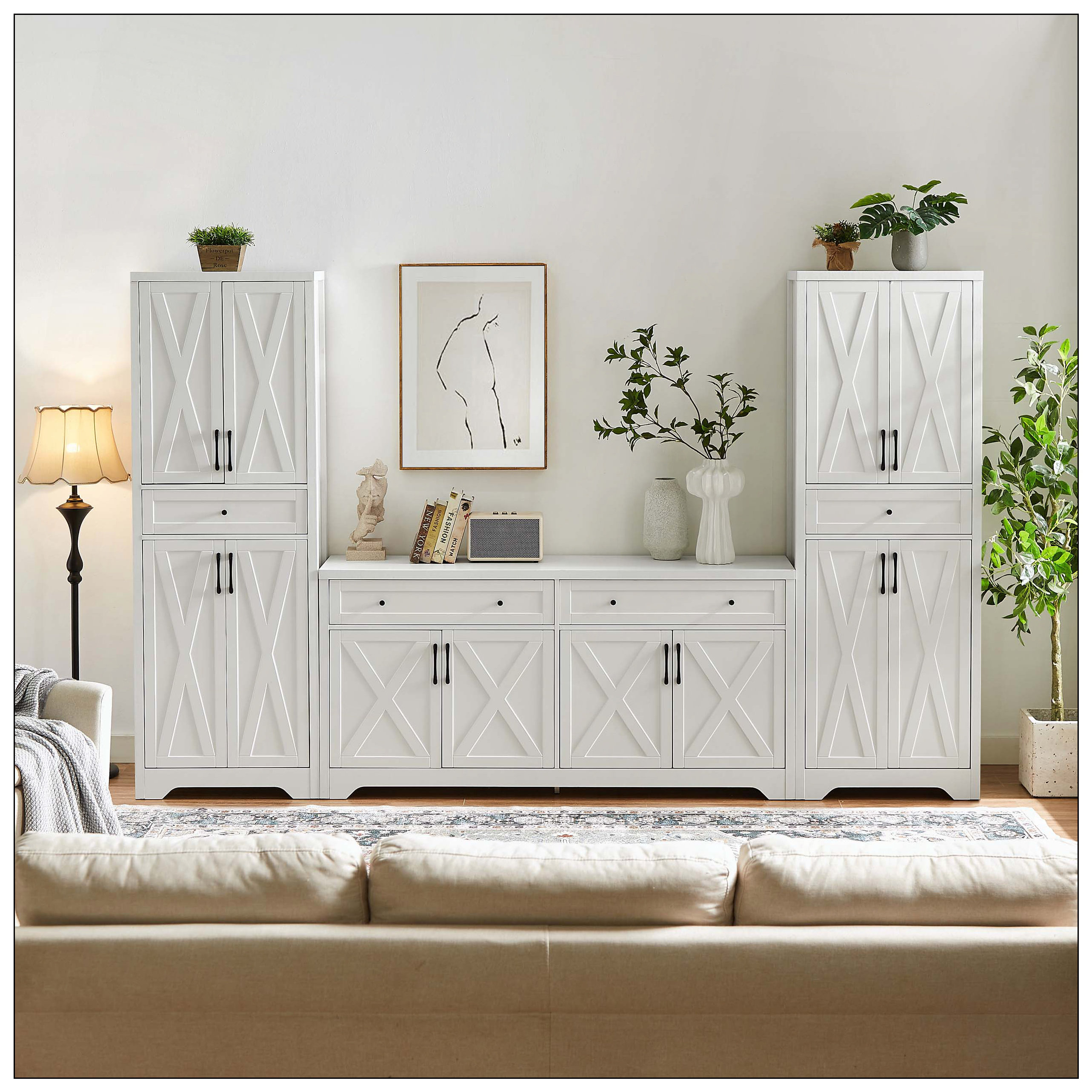 Hokku Designs TV Cabinet Set Multifunctional TV Wall, One TV Cabinet ...