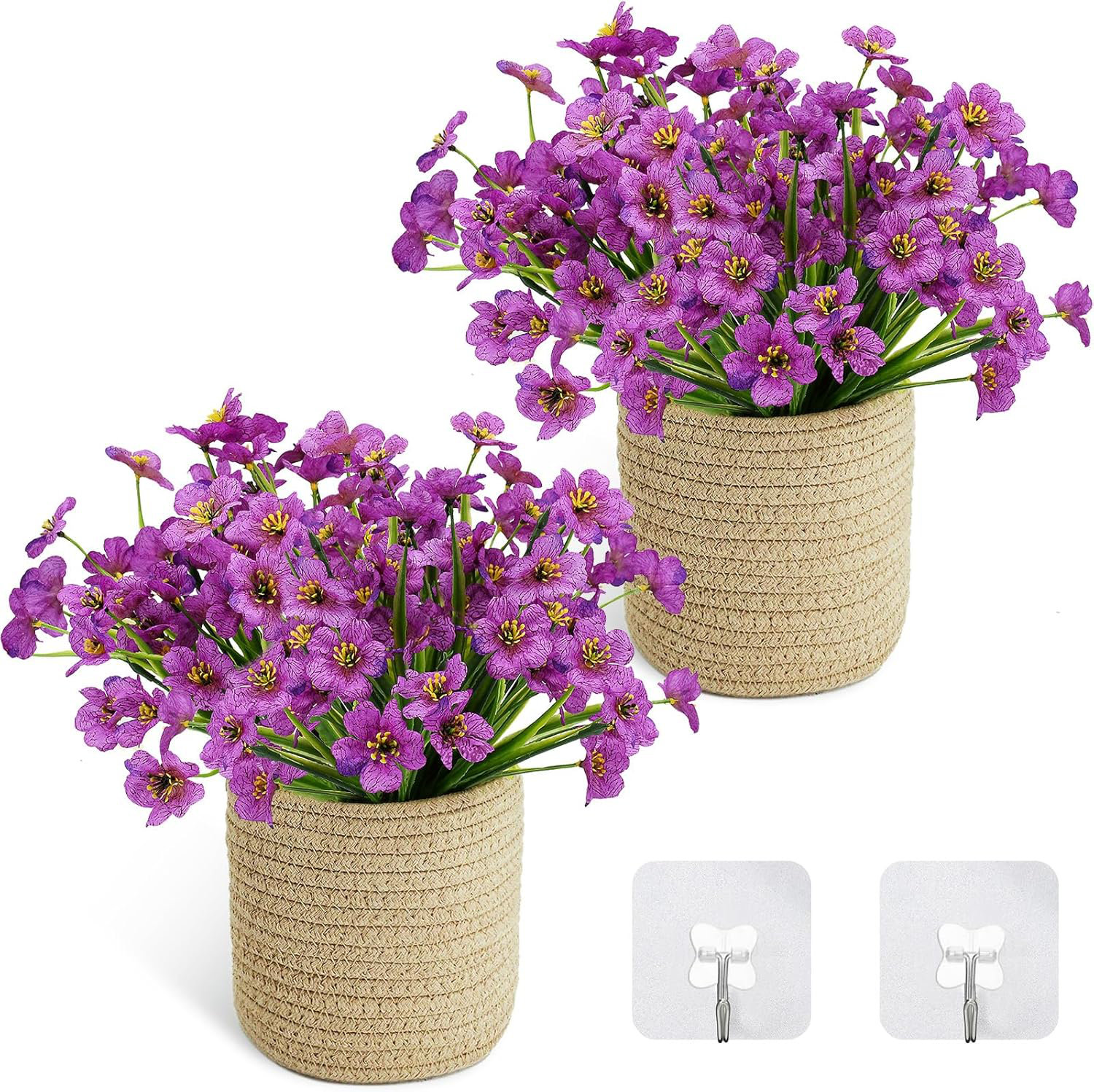 Primrue Purple Flower 2 Set Hanging Wall Baskets | Wayfair