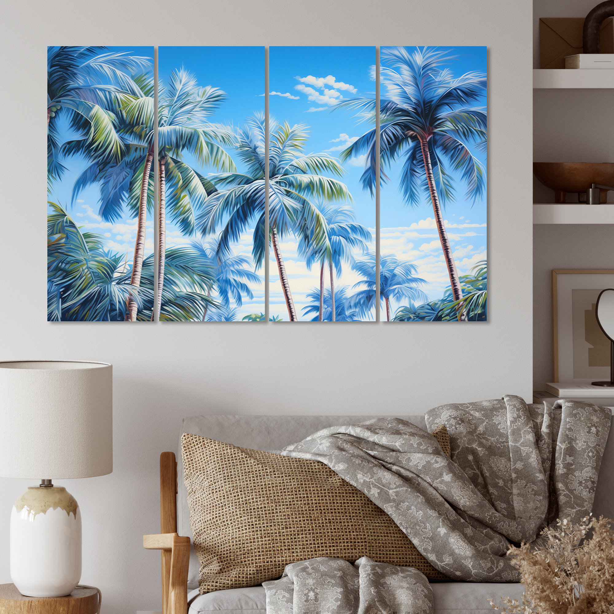 Bay Isle Home™ Blue Palms Trees Symphony - Floral Canvas Wall Art - 4 ...