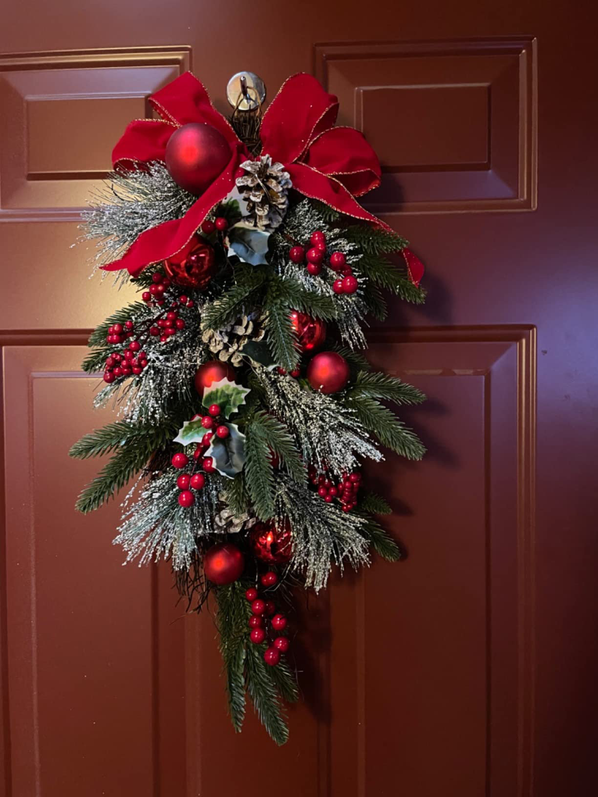 Canora Grey 24" Pre-lit Teardrop Swag, Battery Operated Christmas Swag ...