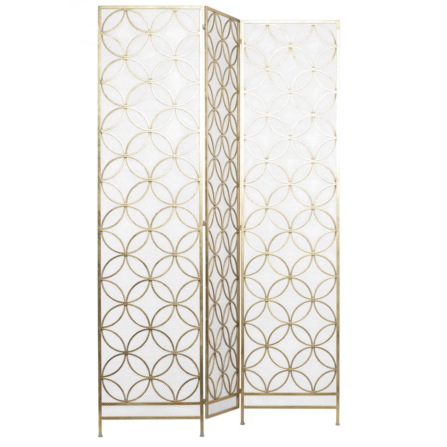 Ophelia & Co. Ezell Metal Hinged Foldable Partition 3 Panel Geometric ...