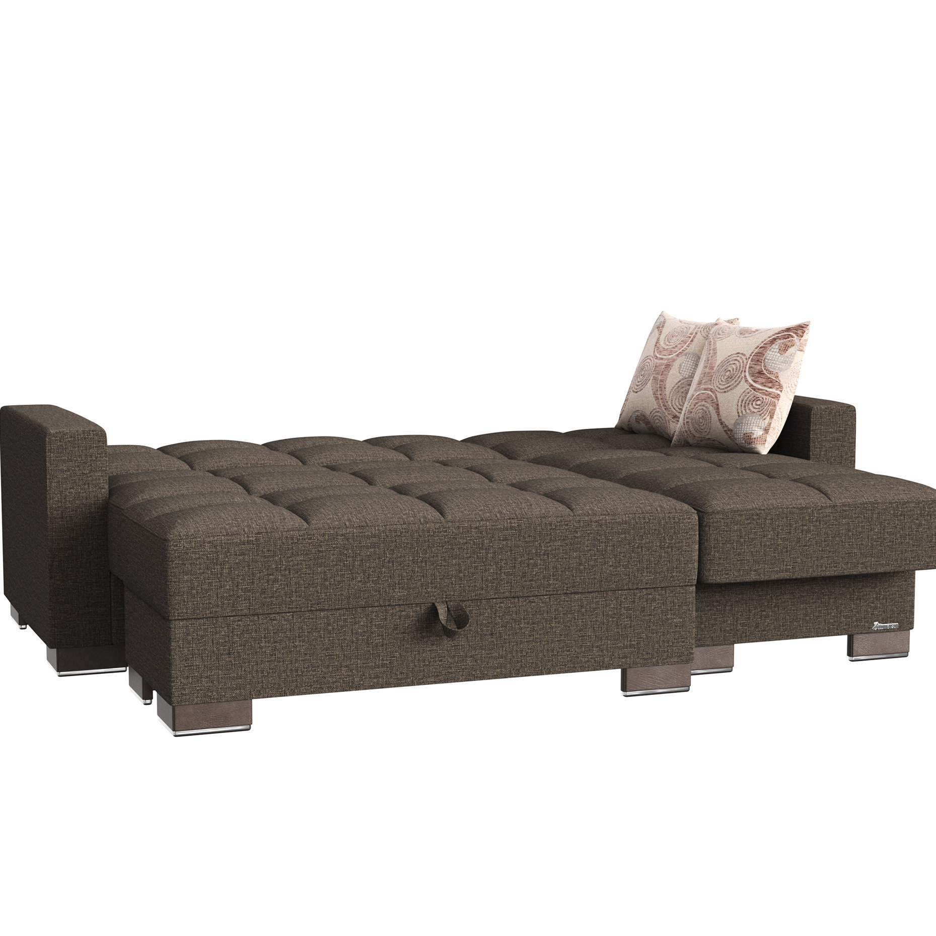 Hokku Designs Convertible Chaise Lounge With Storage, Brown Chenille ...