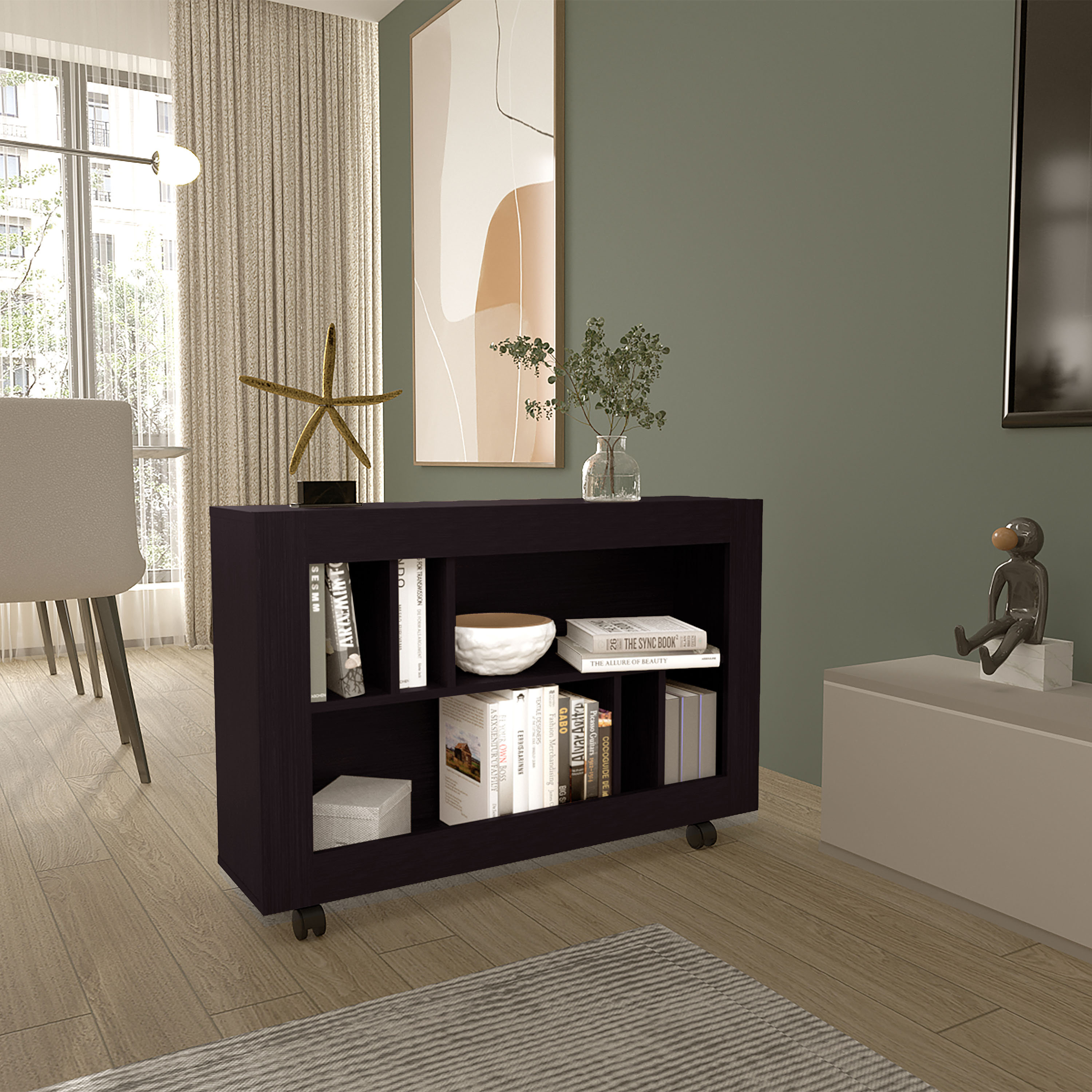 Ebern Designs Console Table Cart, 5 Shelves, 4 Casters | Wayfair