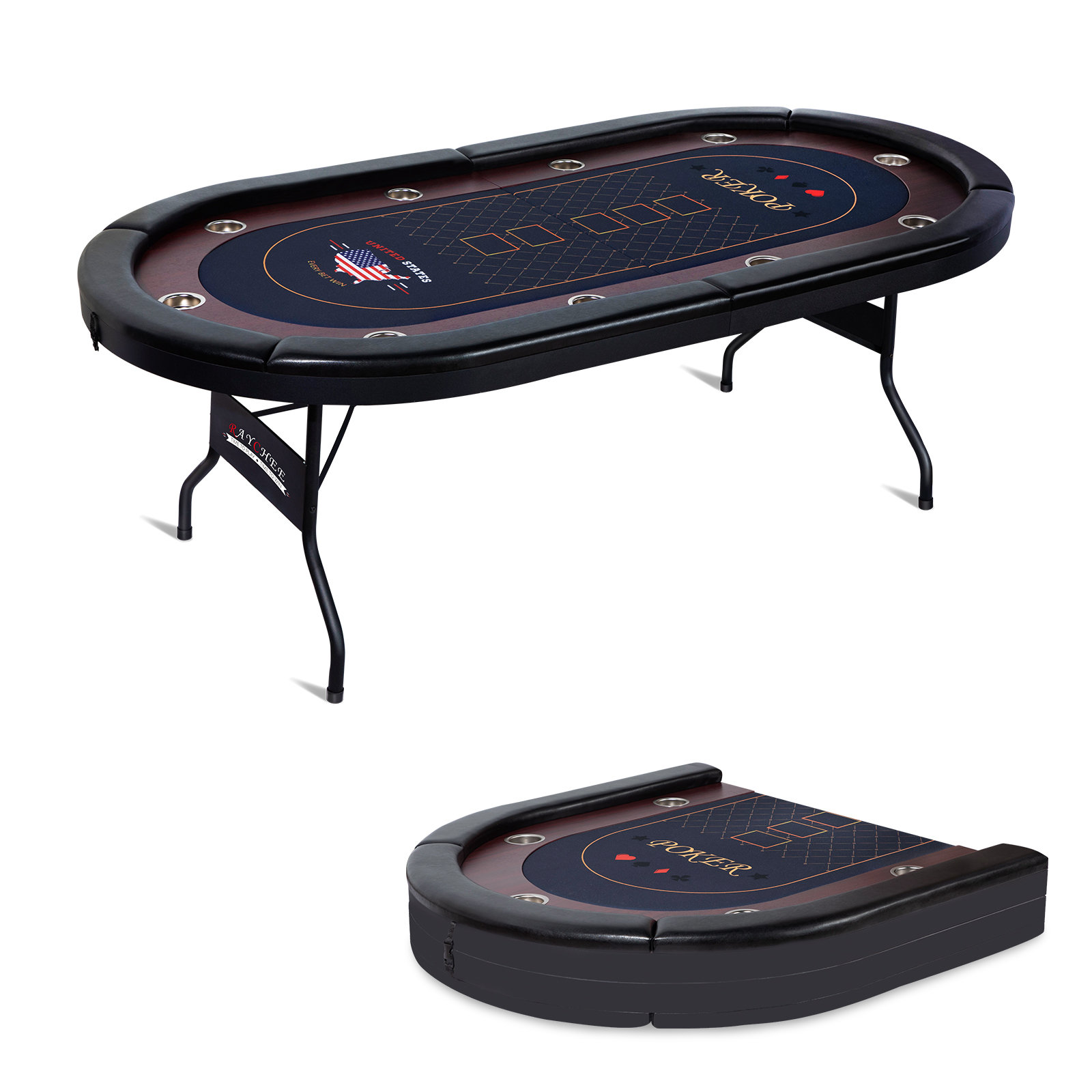 RayChee 86'' 10 - Player Pine Foldable Poker Table - Wayfair Canada