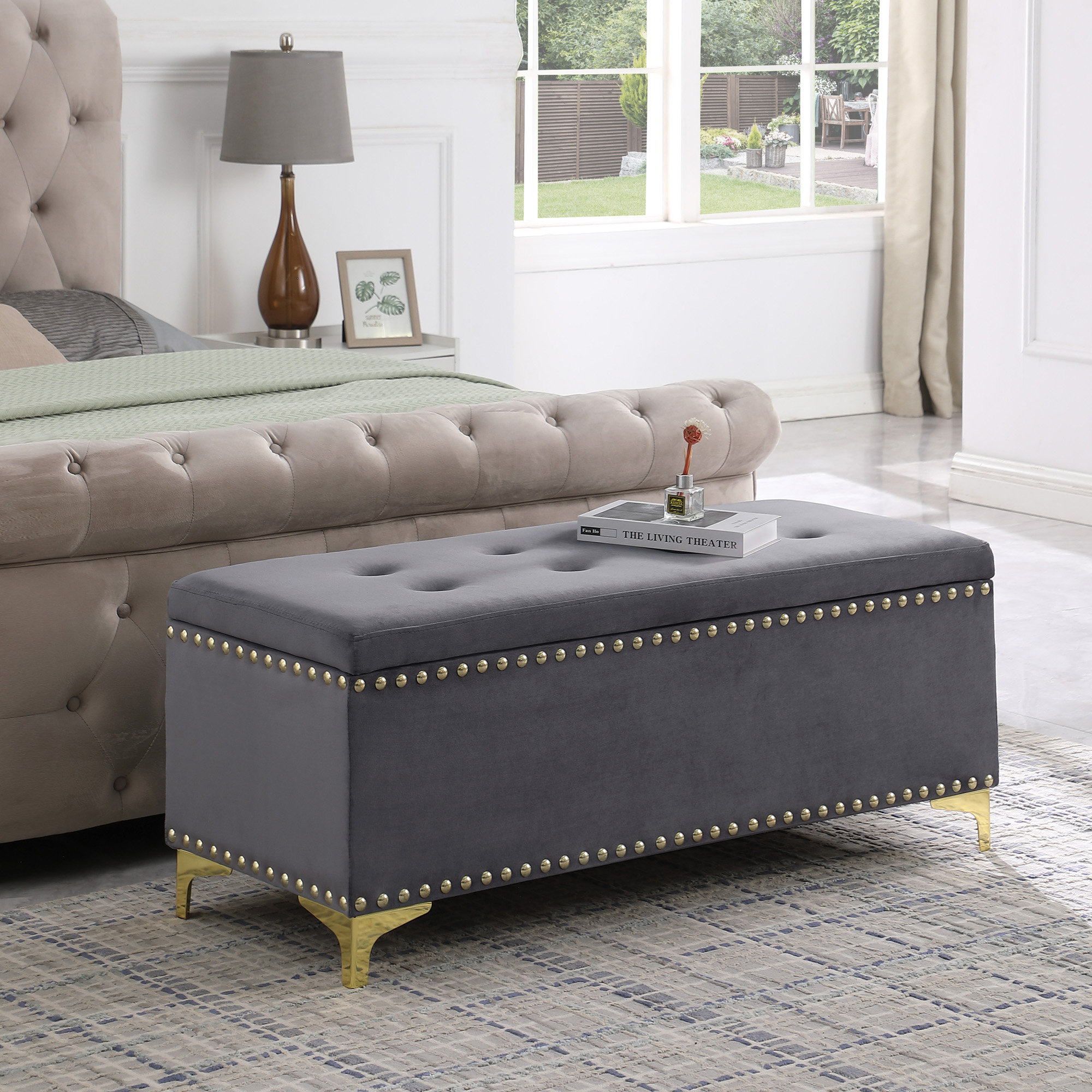 Mercer41 Storage Bench, Flip Top Entryway Bench Seat with Safety Hinge ...