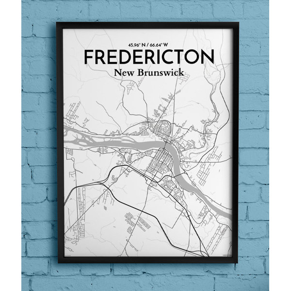 17 Stories 'Fredericton City Map' Graphic Art Print Poster in White ...