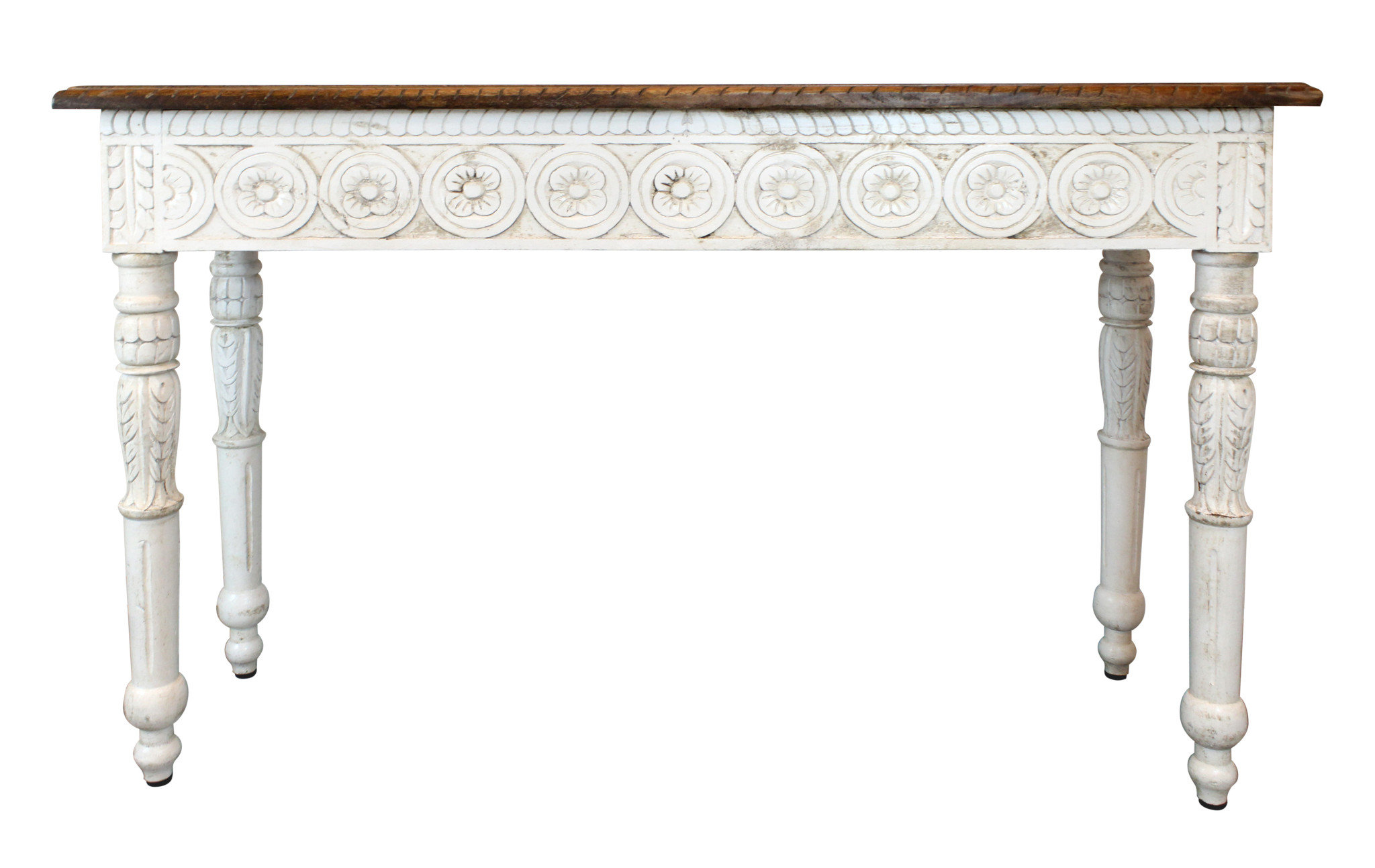 HomeRoots 48" Natural and White Solid Wood Distressed Console Table ...