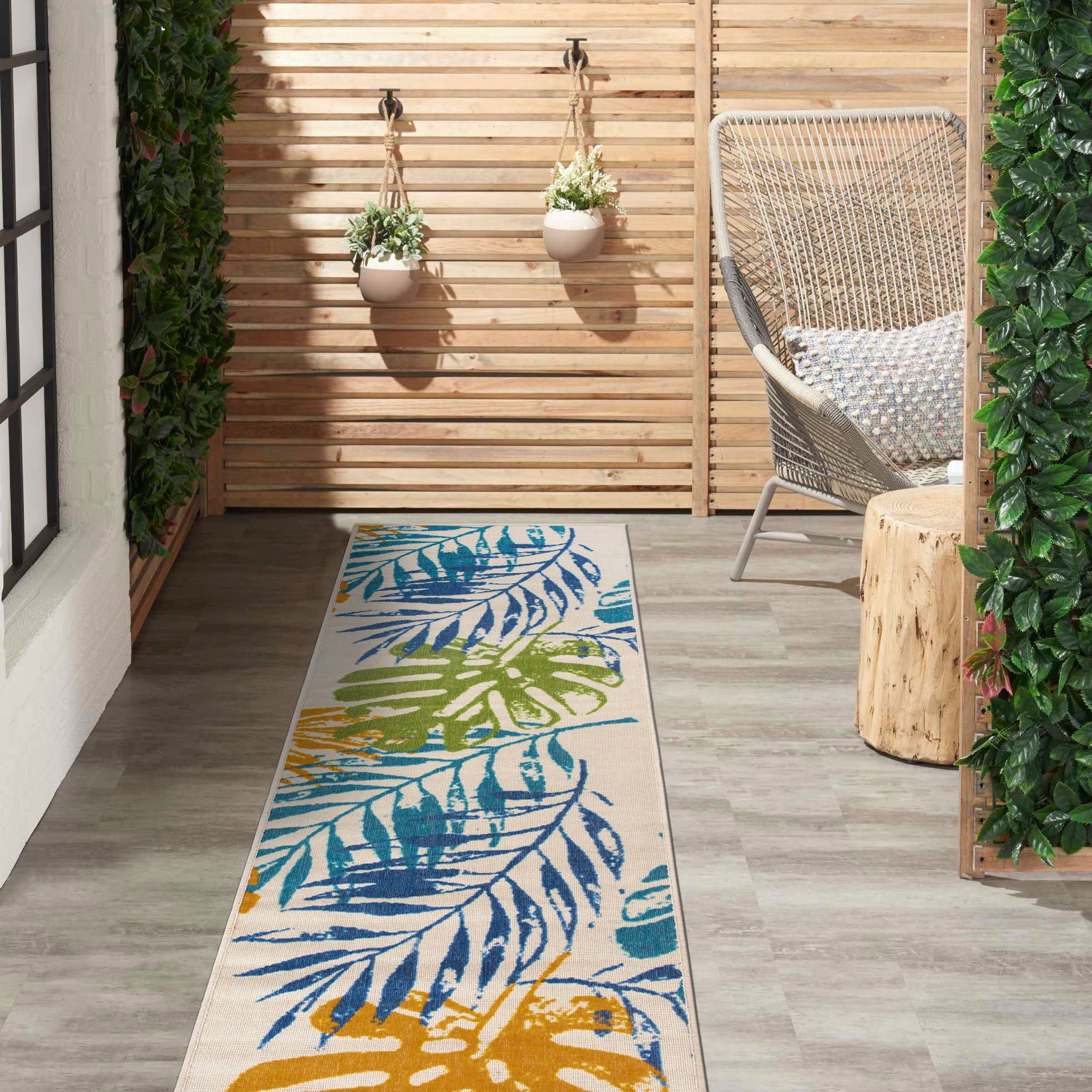 Beachcrest Home™ Tamela Floral Blue/Green/Orange Indoor&Outdoor Area ...