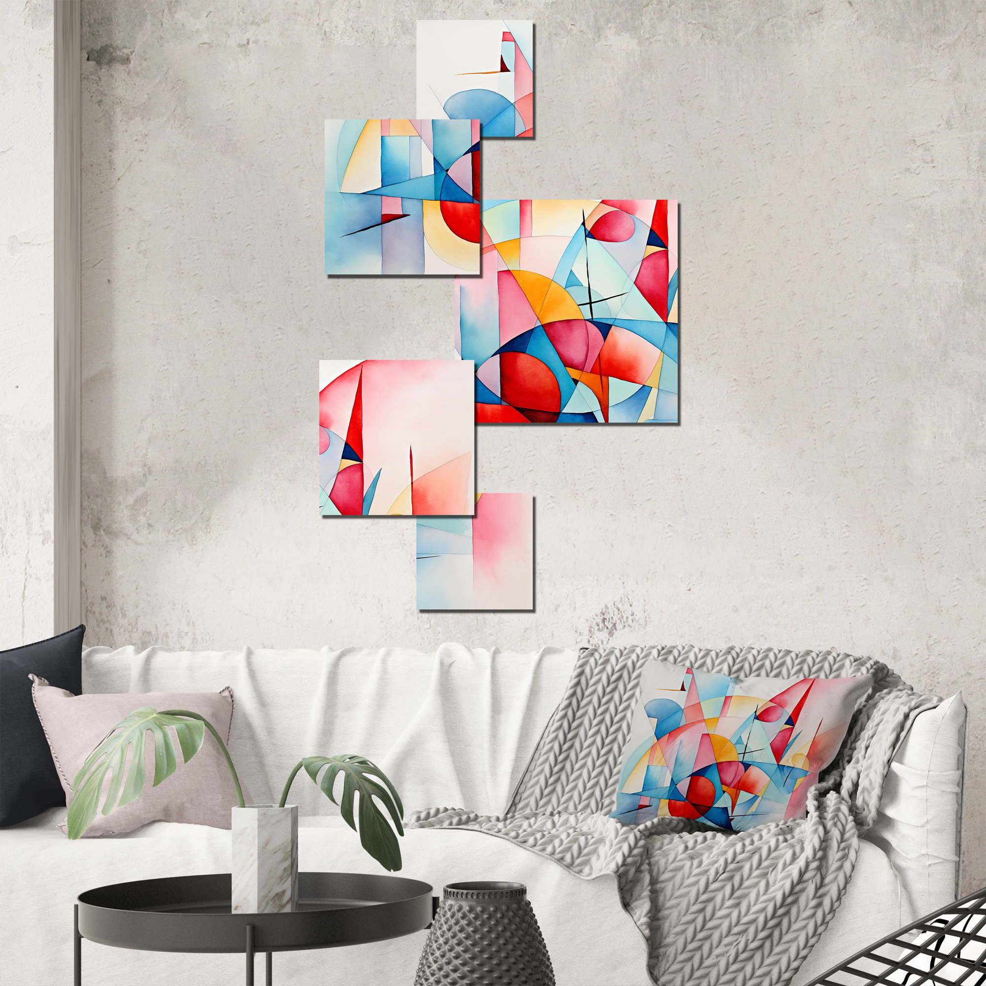 Ivy Bronx Cubic Soft Colours Tiles I - Geometric Square Wall Art Set Of ...