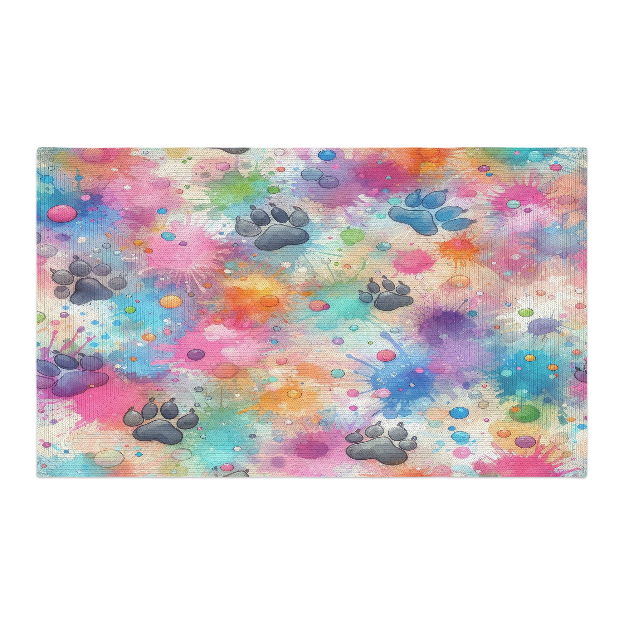East Urban Home Paw Print Splatter Art Braided Rug | Wayfair