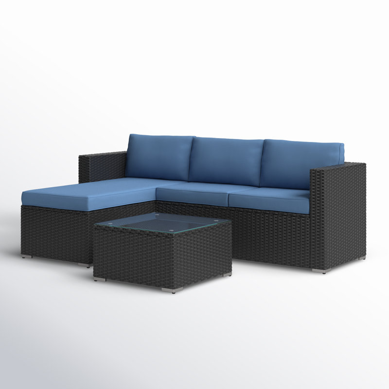 Wade Logan® Harbaugh 3 - Person Outdoor Seating Group with Cushions ...