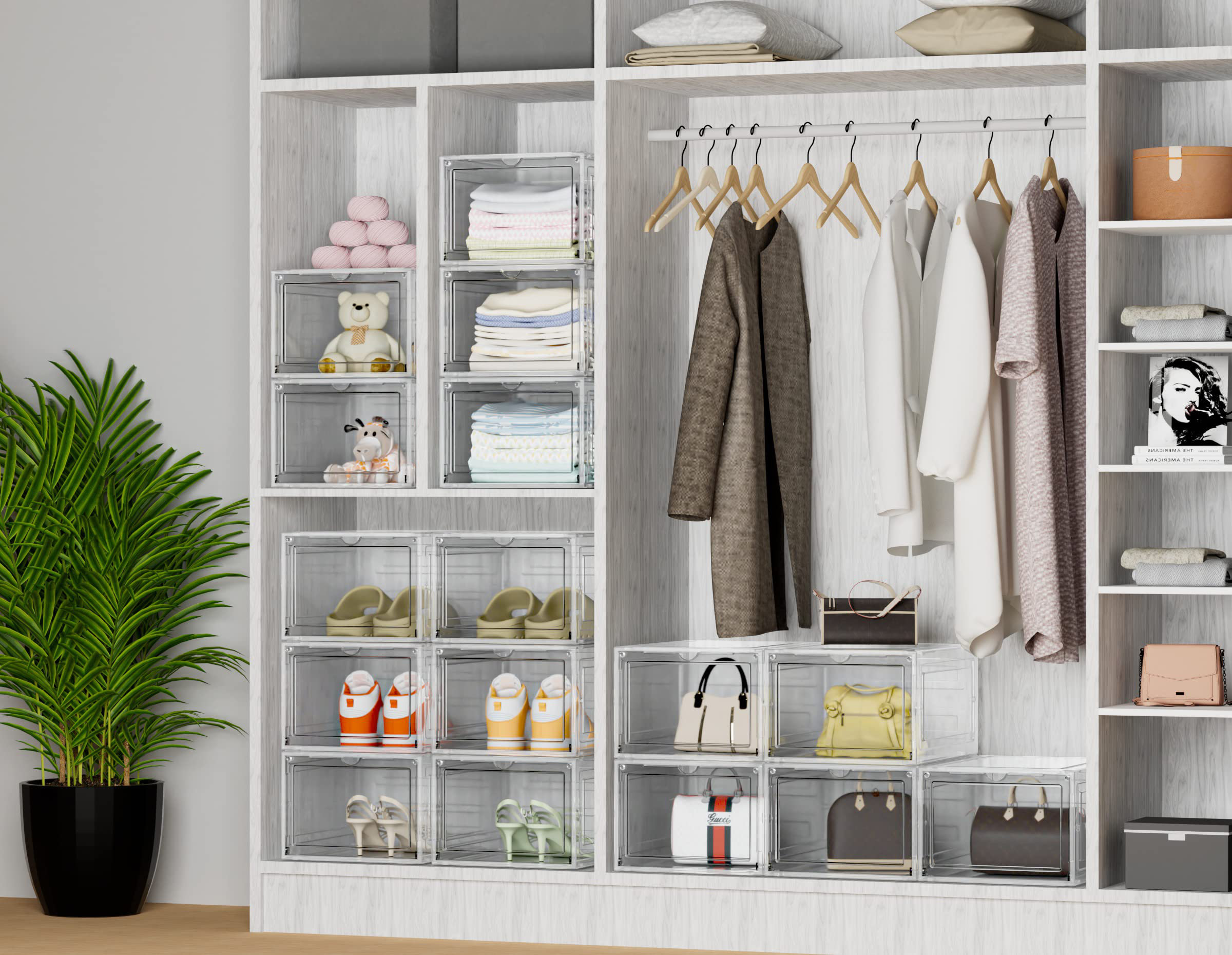 Rebrilliant Shoe Storage, 6 Pack Shoe Organizer Clear Hard Plastic Shoe ...