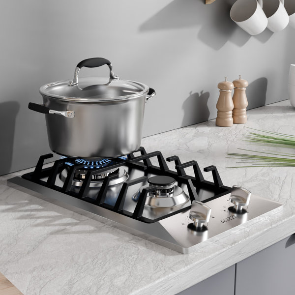 ANZZI 12 In. 2-Burner Recessed Gas Cooktop In Stainless Steel With ...