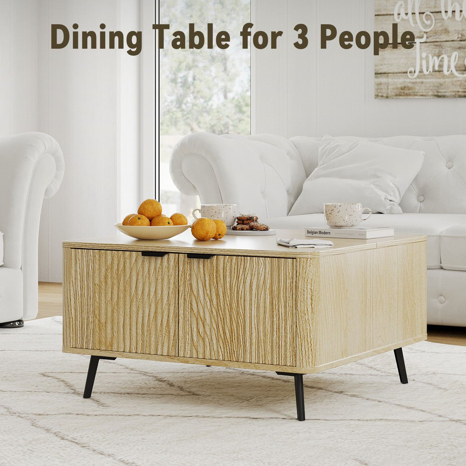 Ebern Designs Lift up Coffee Table, Lift up Desktop Central Table, with ...