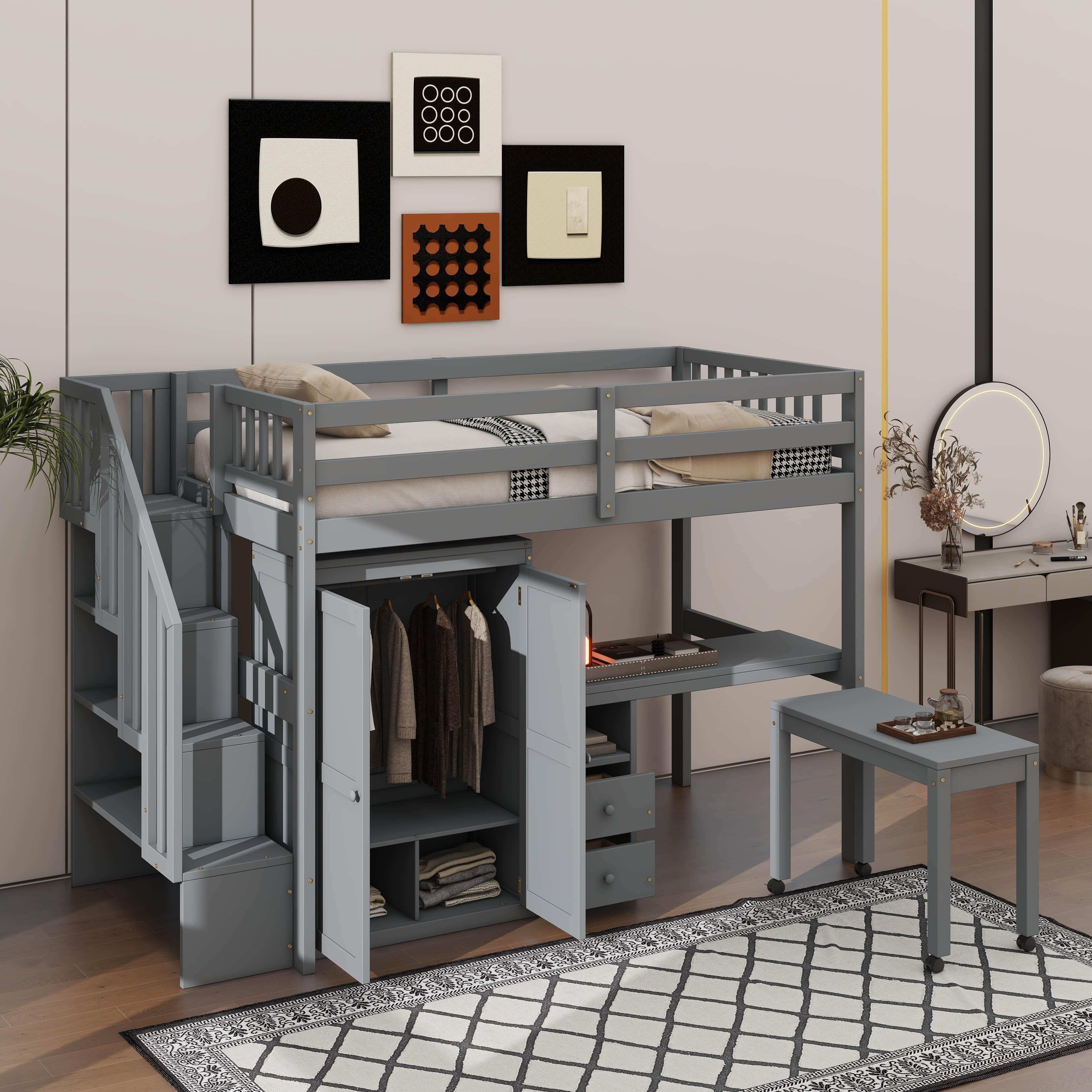 Latitude Run® All-Inclusive Loft Bed With Integrated Staircase ...