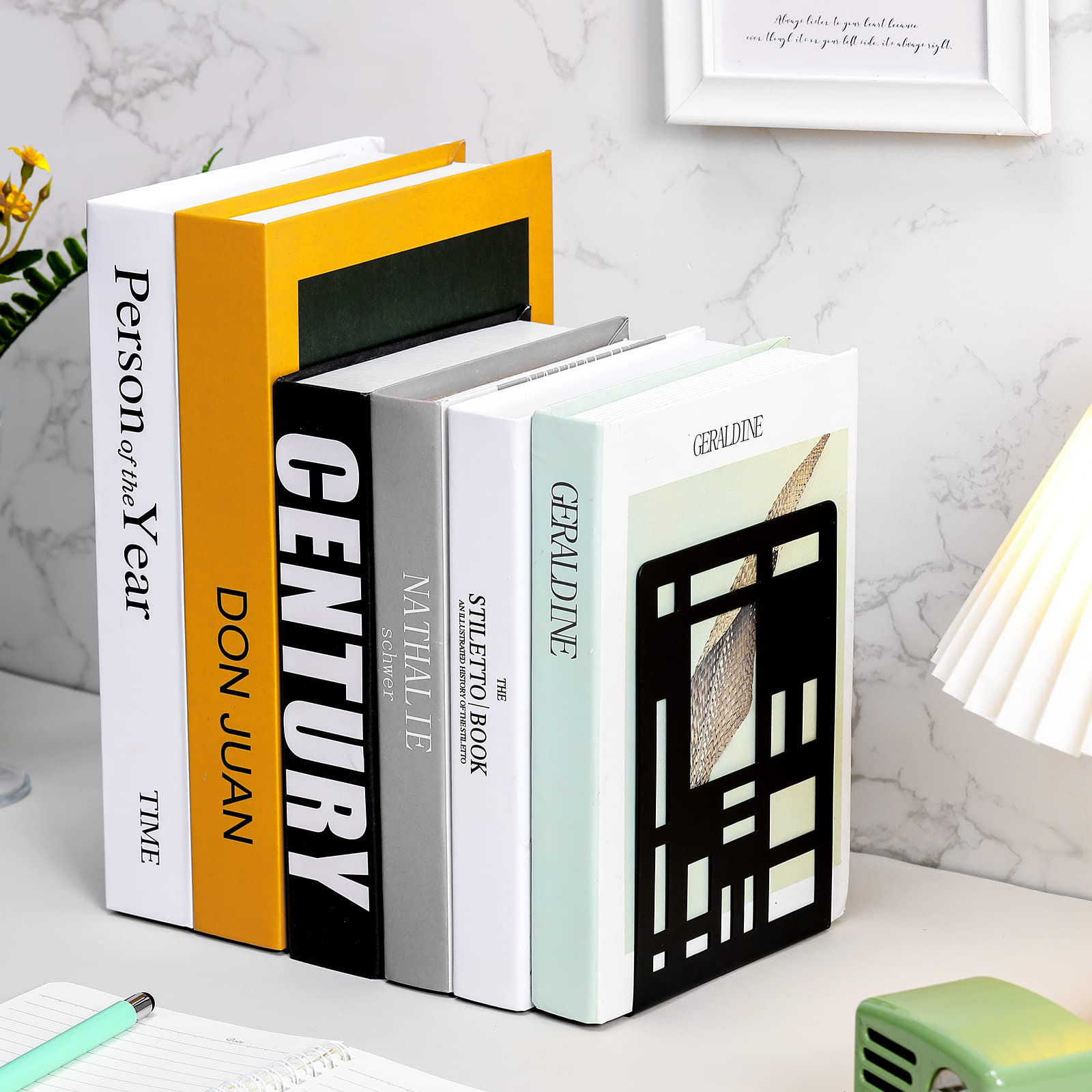 Ivy Bronx 3 Pairs Of Heavy Duty Metal Bookends, Non-Slip, Suitable For ...