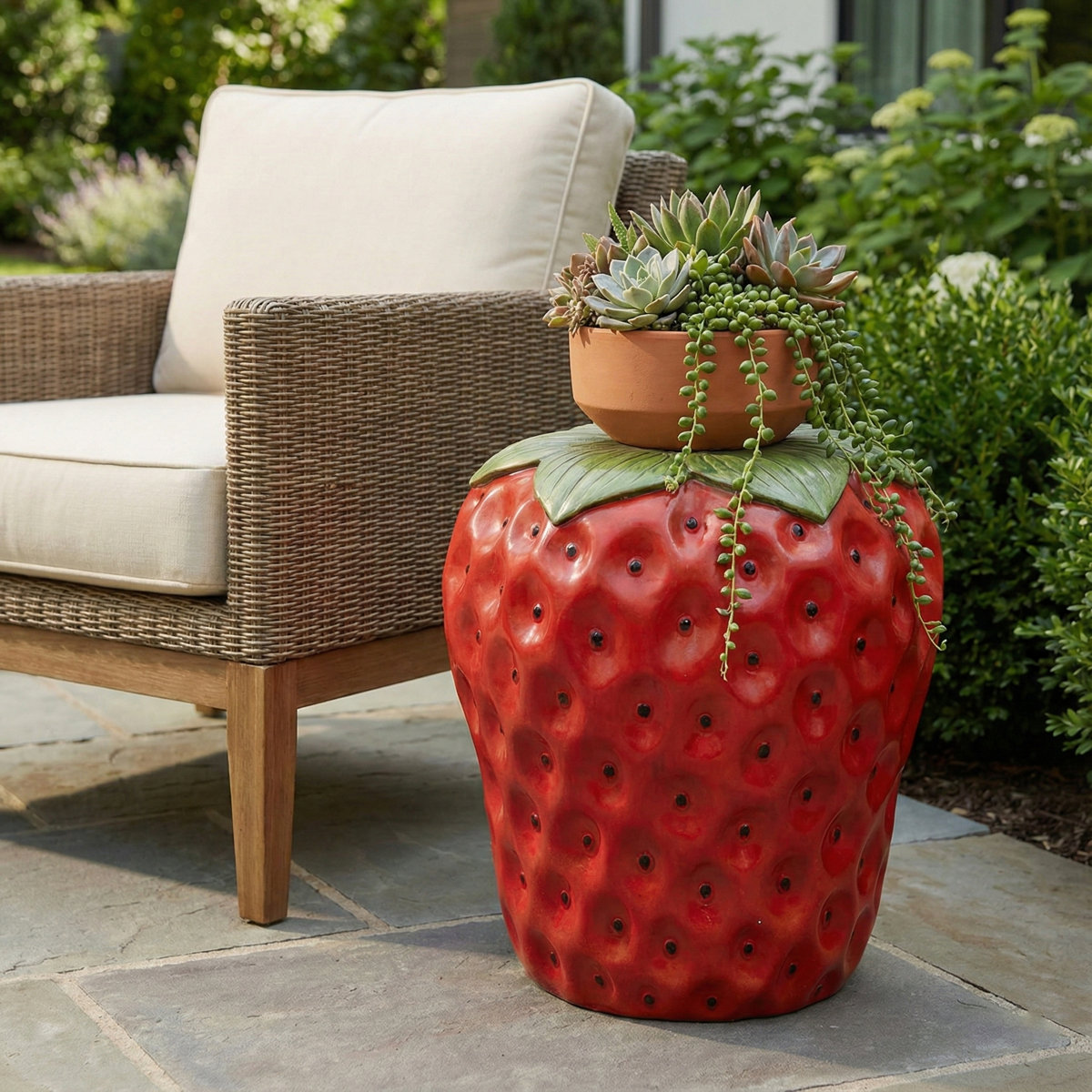 Sagebrook Home 17" Strawberry Garden Stool In Vibrant Red Polyresin ...