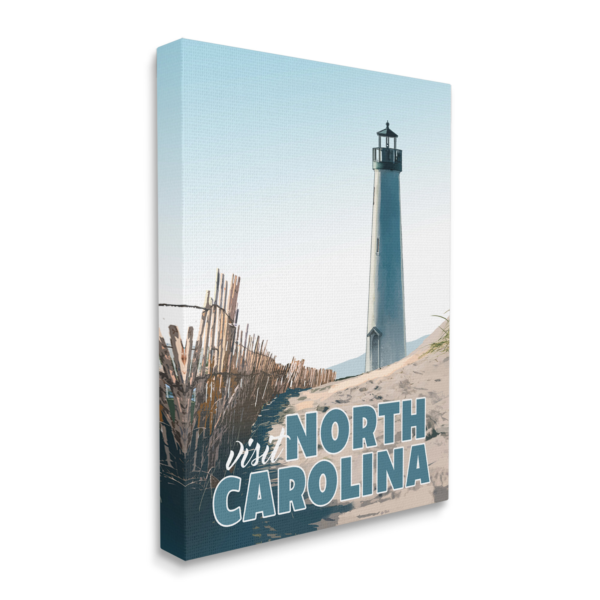 Stupell Industries Visit North Carolina Beach Lighthouse Seaside Sand ...
