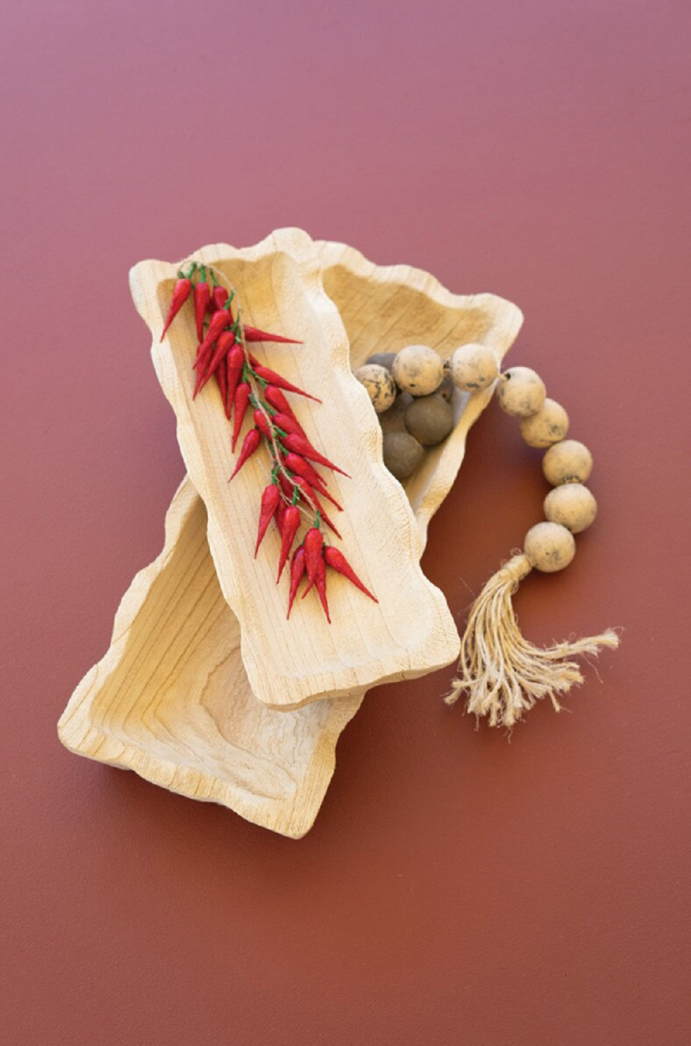 Birch Lane™ Dulane SET OF TWO CARVED RECTANGLE WOODEN BOWLS WITH ...