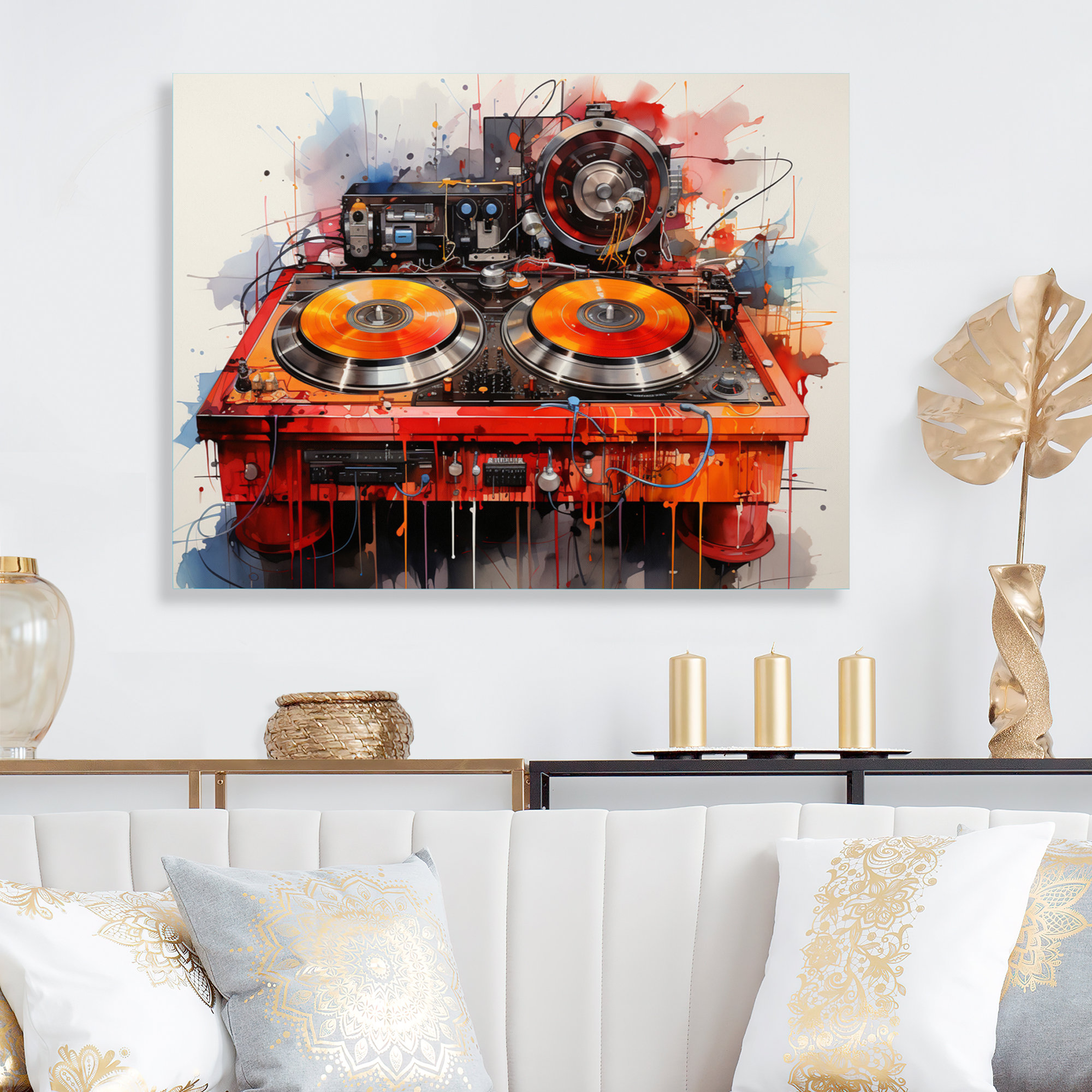 Ebern Designs Abstract Turntables Music Boom Boxes I - Print on Metal ...