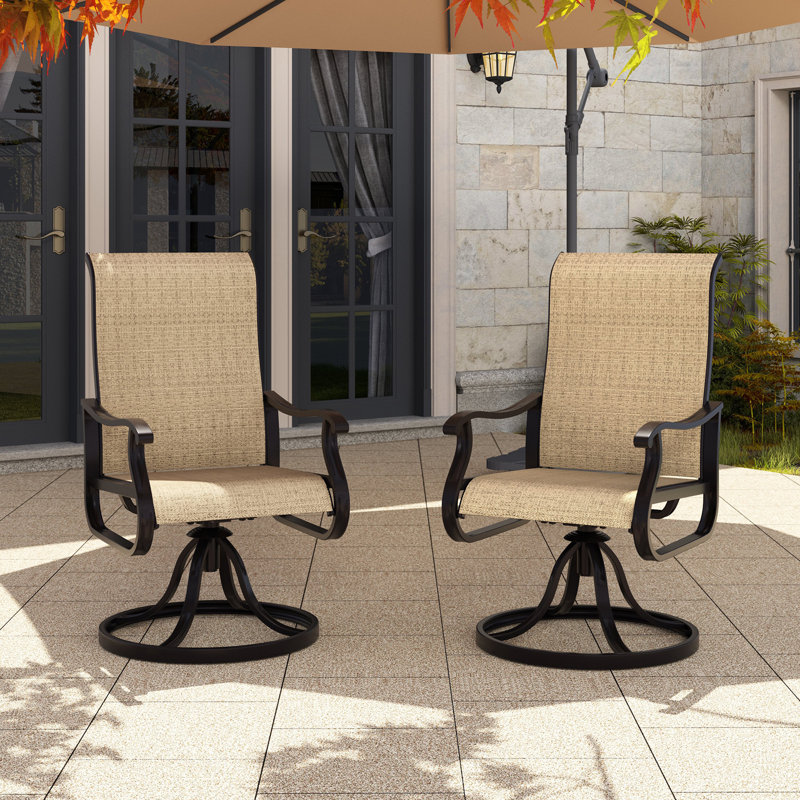 Lark Manor™ Ashalyn High Back Swivel Rocker Outdoor Dining Armchair ...