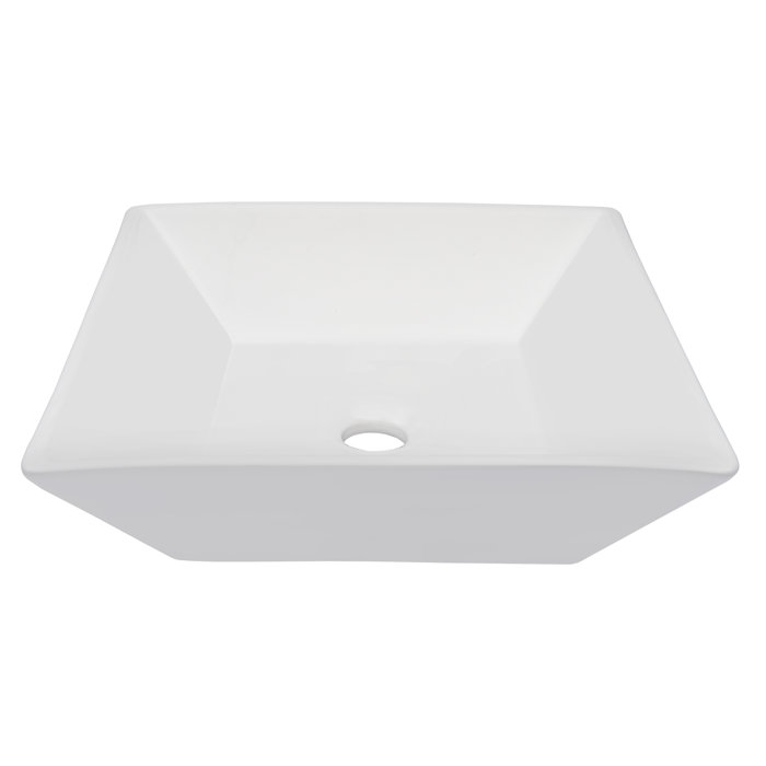 Novatto 16'' White Ceramic Square Bathroom Sink & Reviews | Wayfair