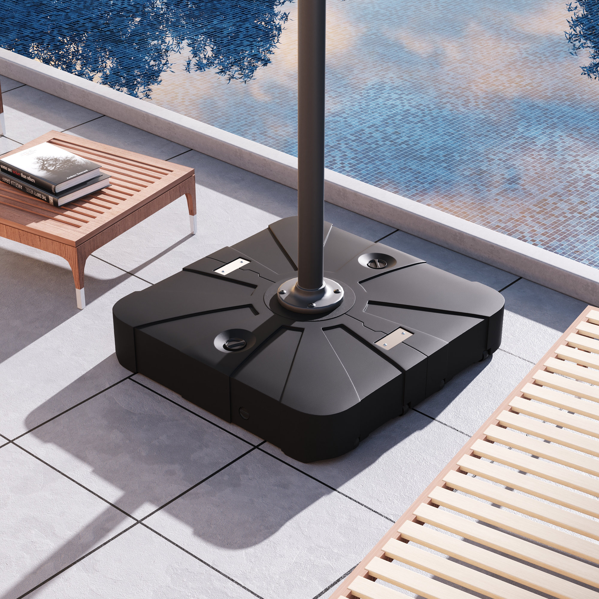 Hokku Designs Cantilever Umbrella Base 253Lb-363Lb, Heavy-Duty Rolling ...