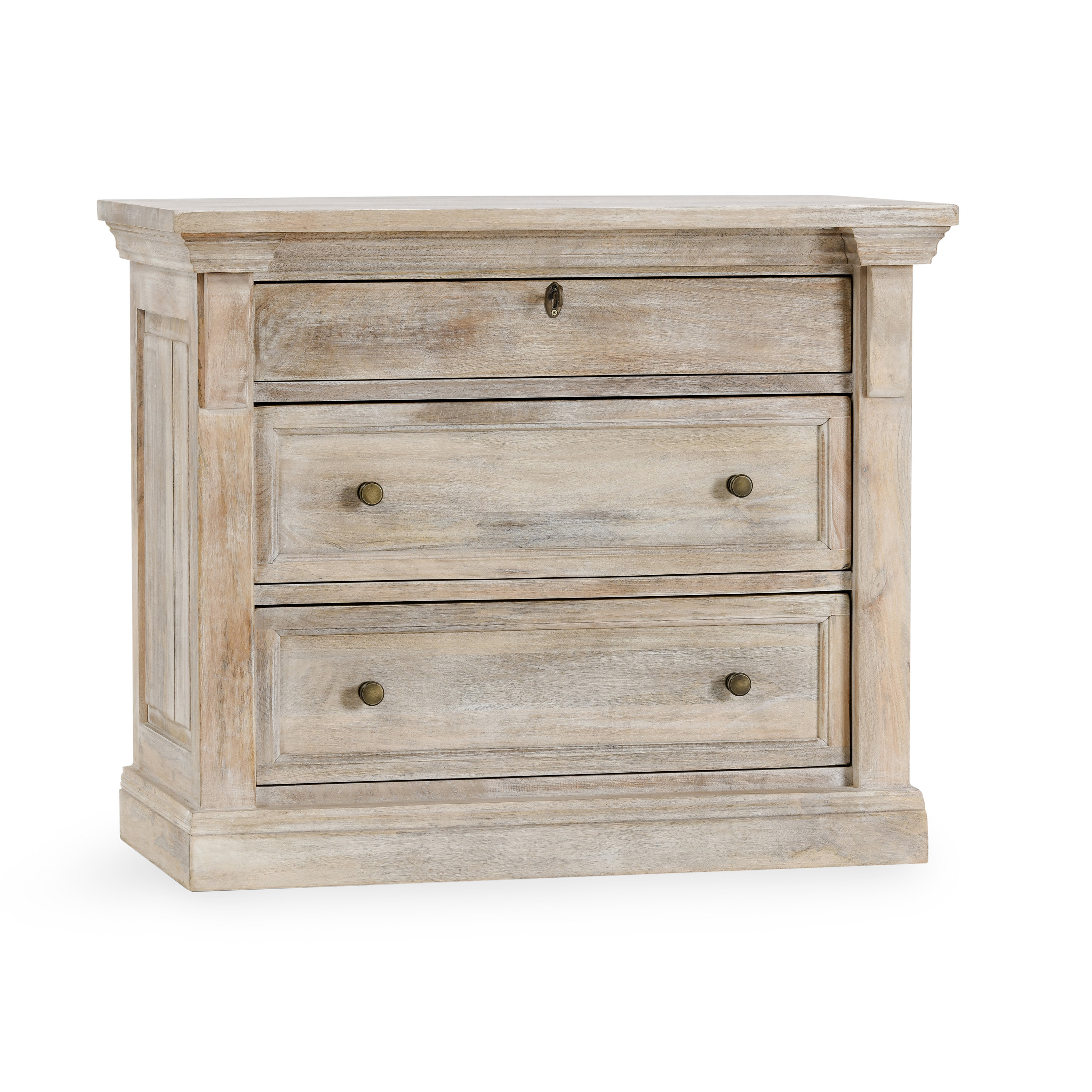 Classic Home Adelaide Three-Drawer Mango Wood Nightstand In White Wash ...