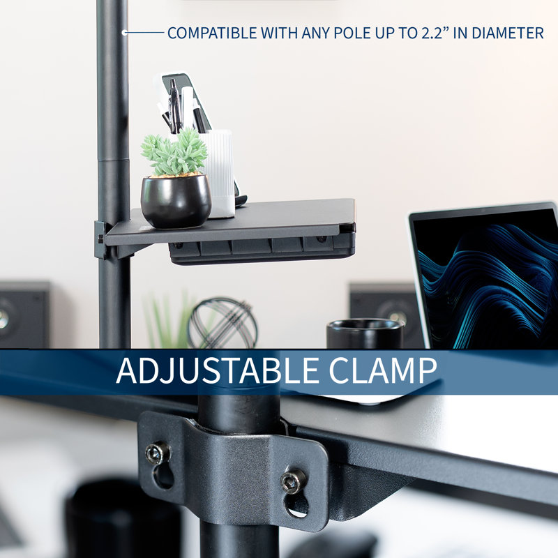 VIVO Clamp-on 14" x 10" Utility Shelf Pole Mount with Storage Drawer ...