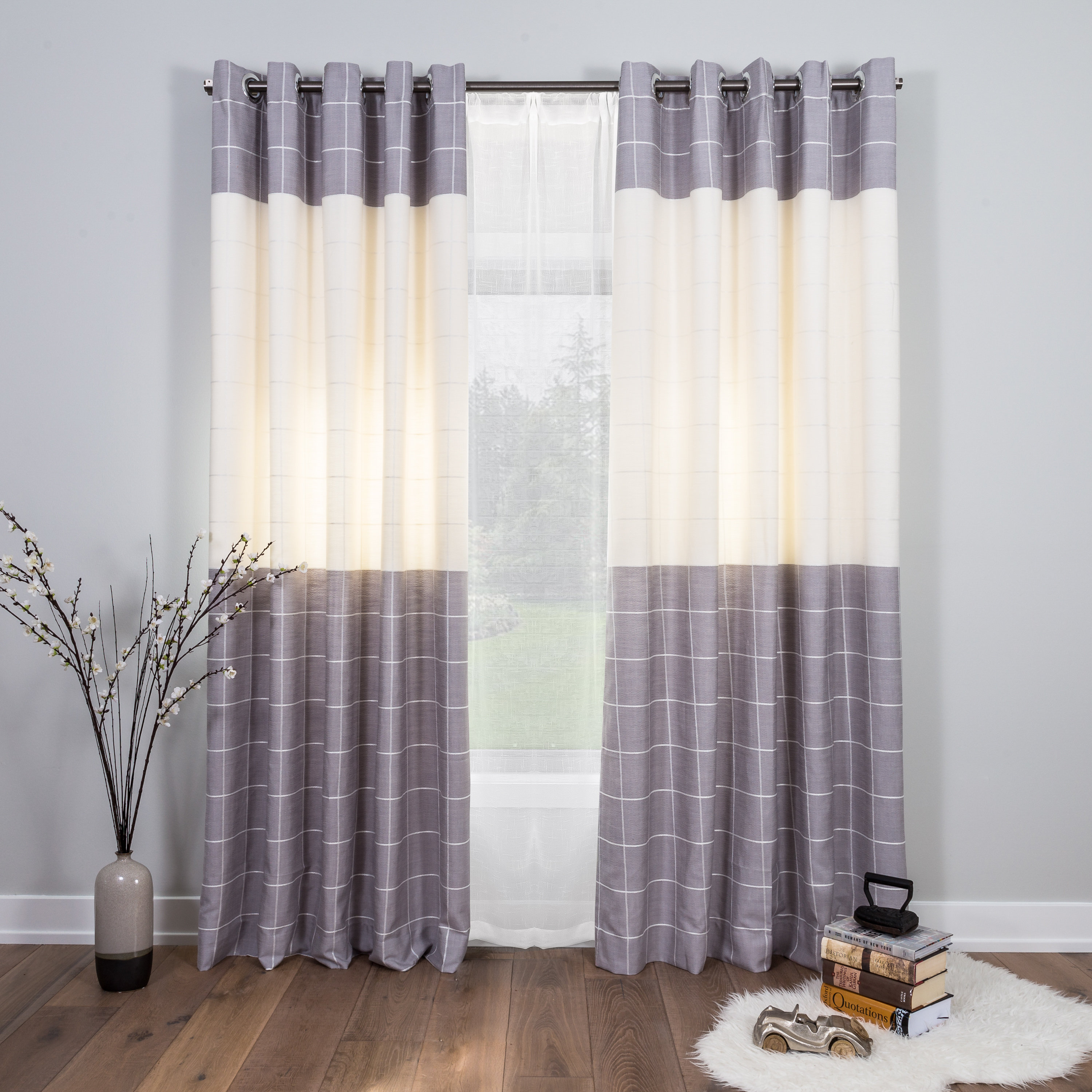 August Grove Wynn Geometric Blackout Thermal Grommet Curtain Panels ...