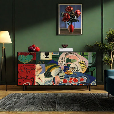 Atta Avenue French Abstract Art Accent Cabinet | Wayfair