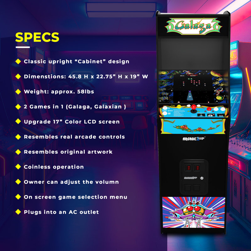 Arcade 1Up Arcade1Up GALAGA Deluxe 14 Games in 1, 5 Foot Stand-Up ...