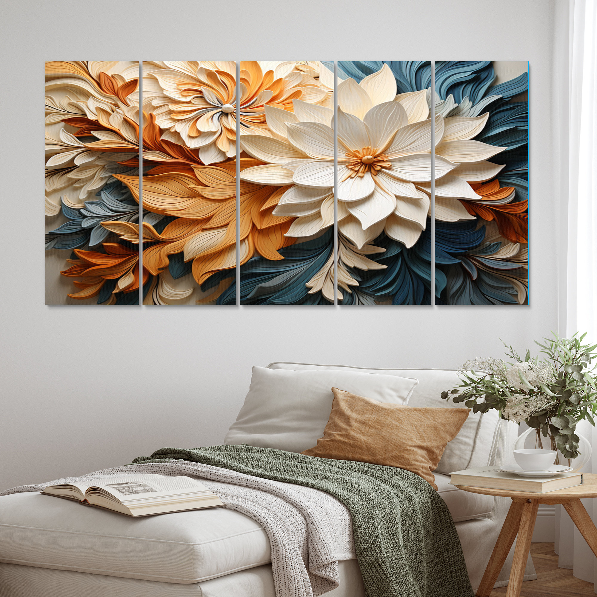 Red Barrel Studio® Blue White Line Art Whirlwind Patterns - Modern ...