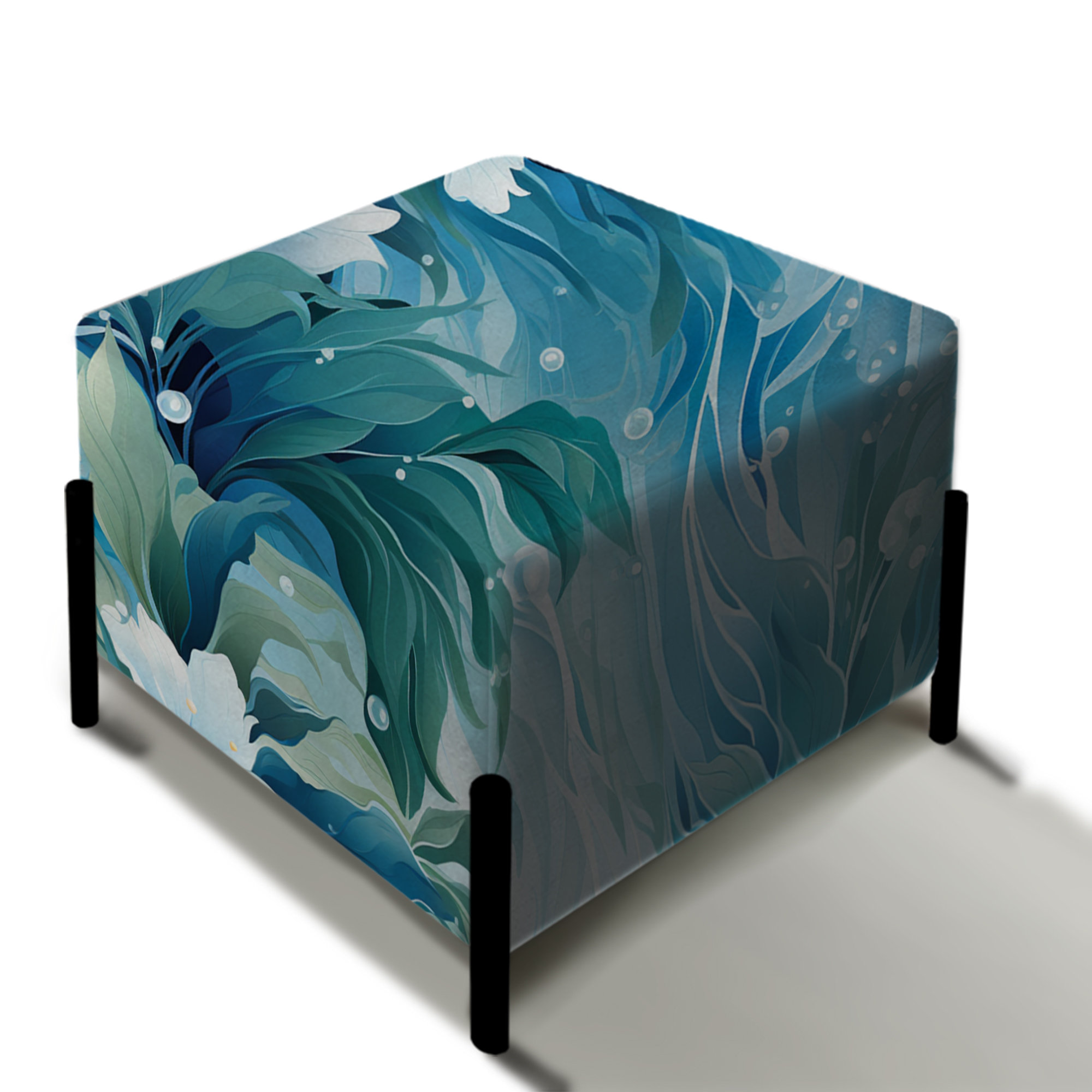 Design Art Oceanic Mirage Tropical Pattern - Tropical Square Ottoman ...