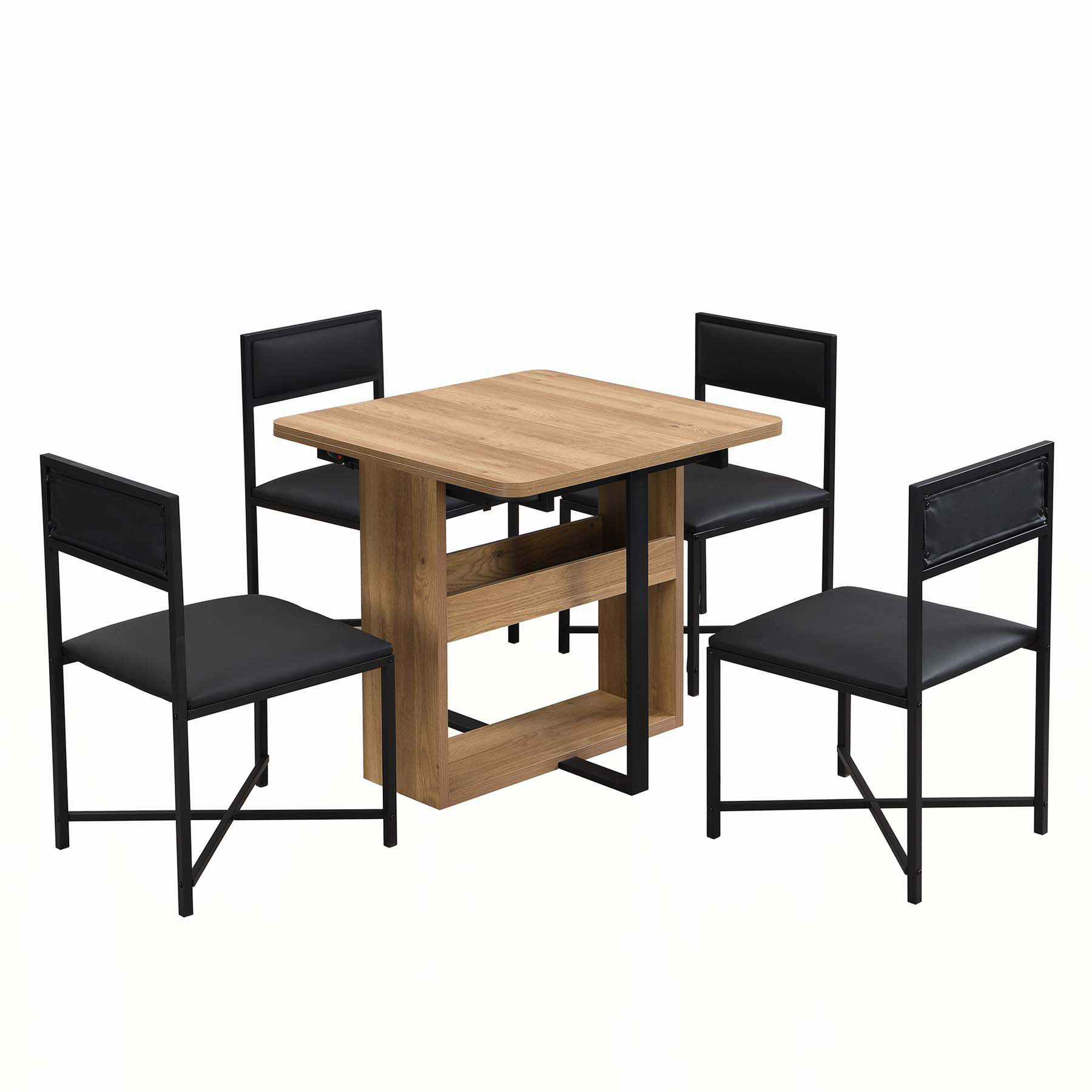 17 Stories Versatile Compact 5-Piece Dining Set with Foldable Table and ...