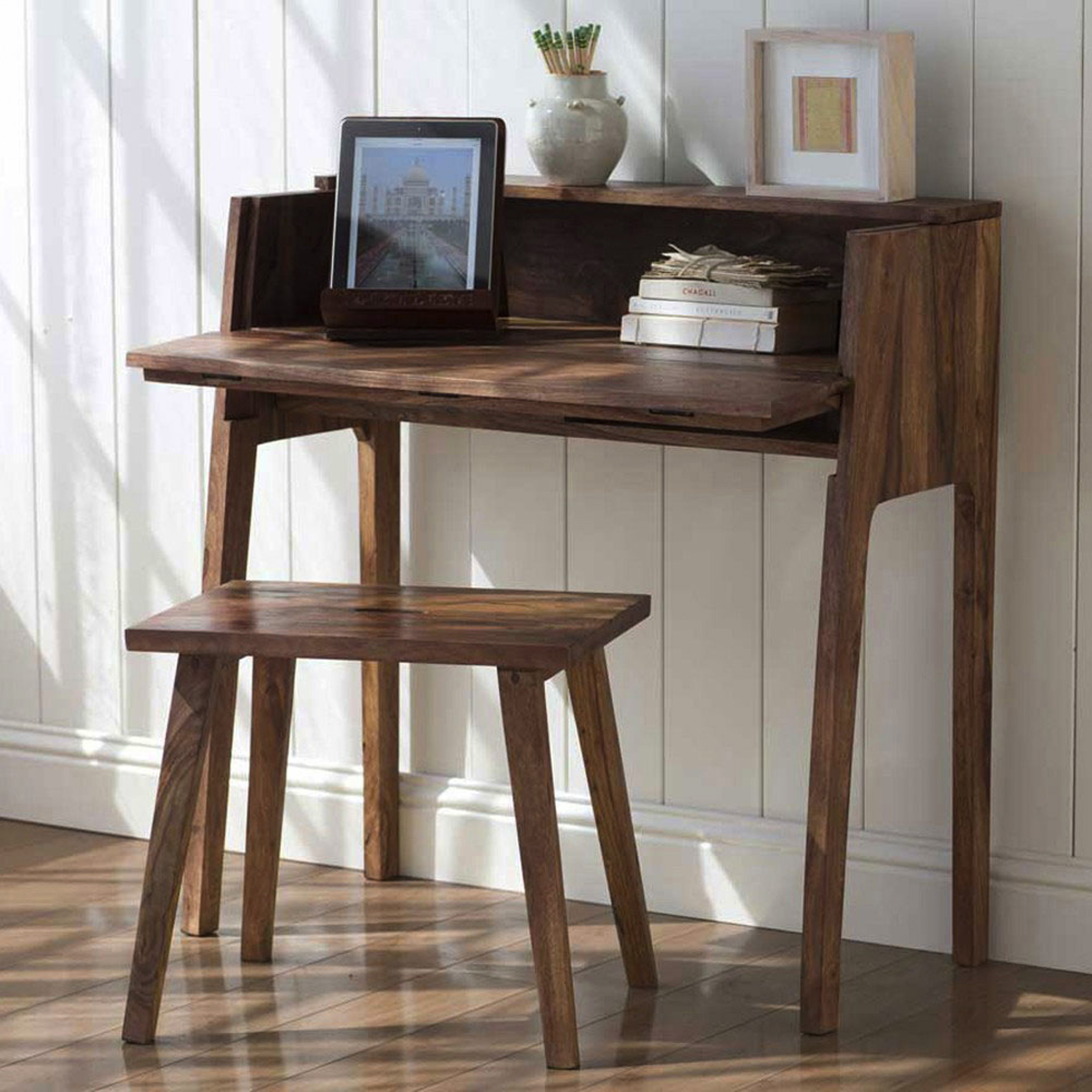 Loon Peak Deaundrea Foldaway Console Solid Wood Desk | Wayfair