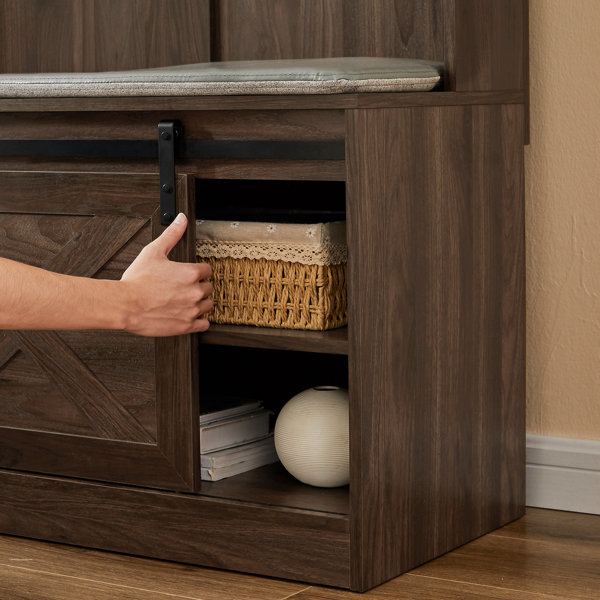 Gracie Oaks Rhodora Hall Tree with Bench, Mudroom Storage Unit ...