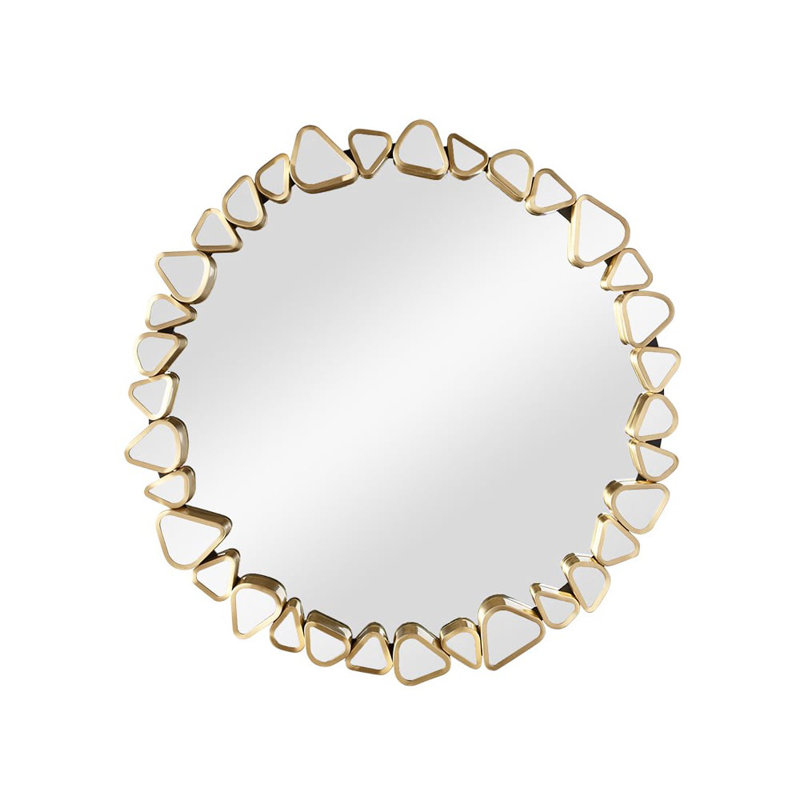 Everly Quinn 23.6" Modern Large Gold Round Pebble Wall Mirror Decor ...