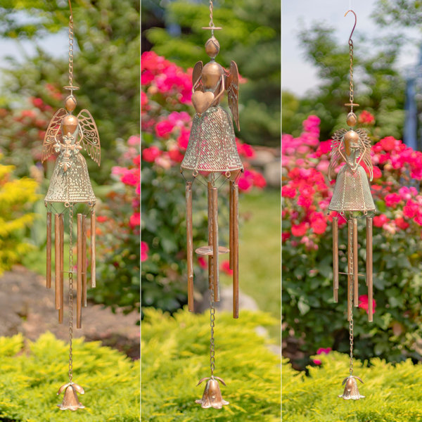 Arlmont & Co. Hanging Assorted Antique Copper Angel Wind Chimes ...