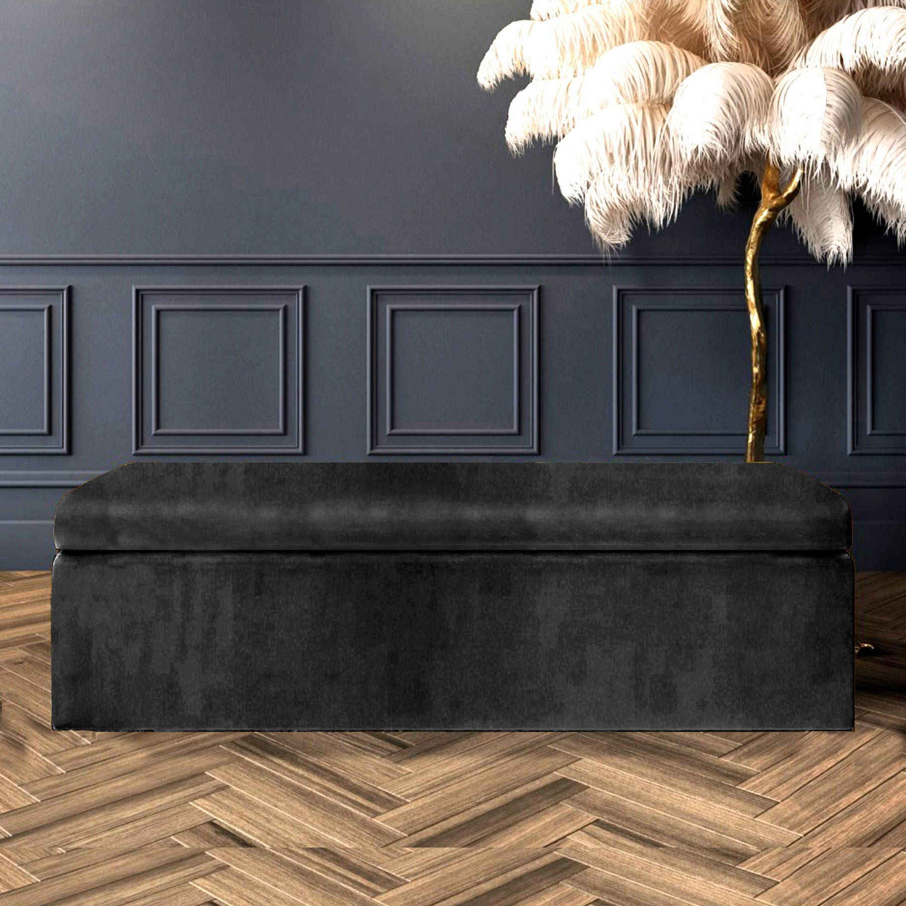 R&M Furnishers Safar Large Ottoman Storage Box with Plain Lid - Naples ...