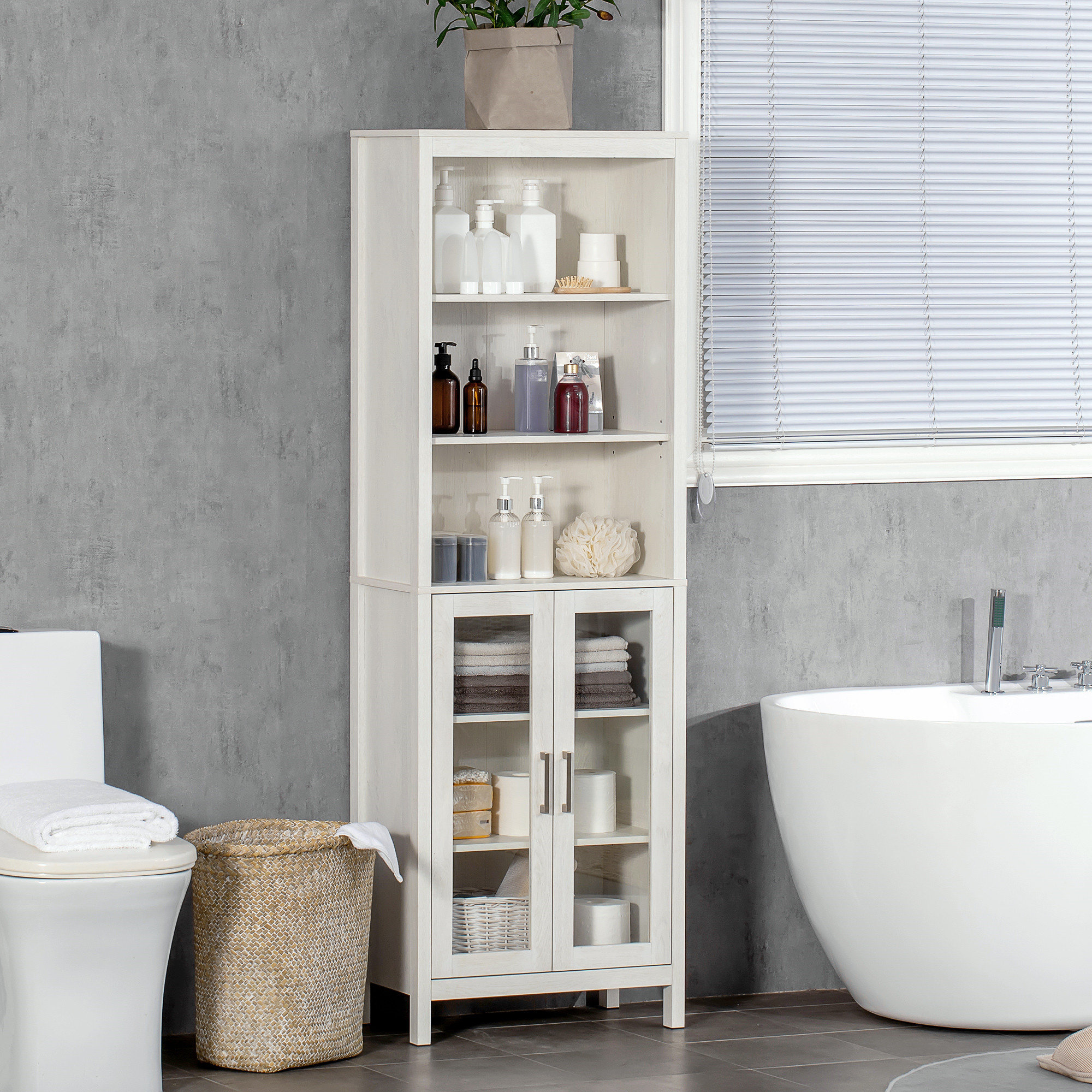 Latitude Run® Wajeeha Medium Density Fiberboard (MDF) Freestanding Standard Bathroom Cabinet ...